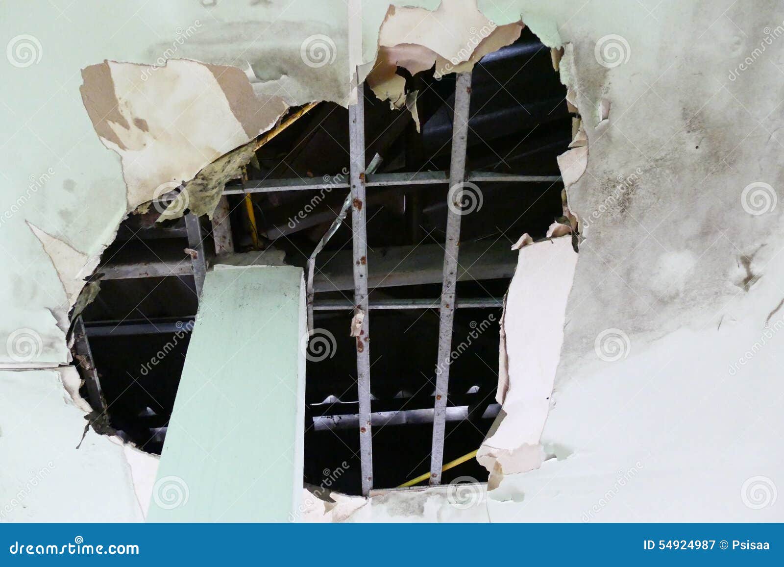 Broken ceiling stock image. Image of interior, ceiling - 54924987