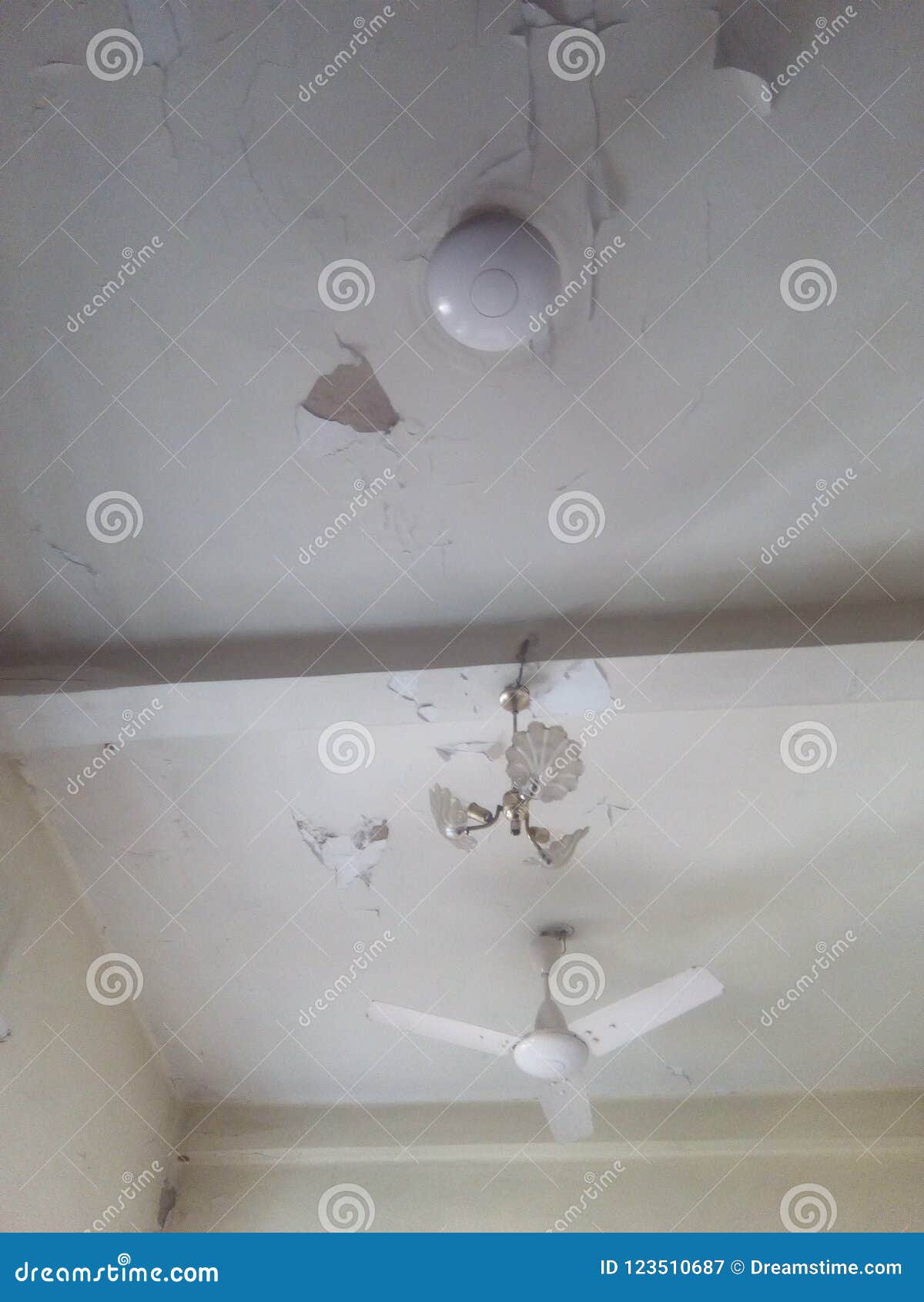 Broken ceiling stock image. Image of peeling, paint - 123510687