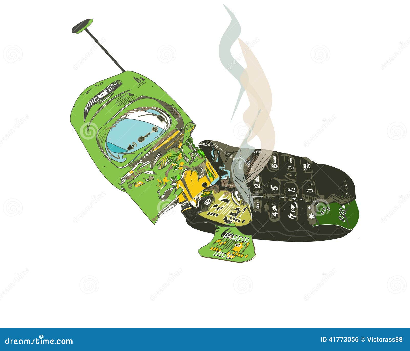 Broken cell phone stock vector. Illustration of details - 41773056