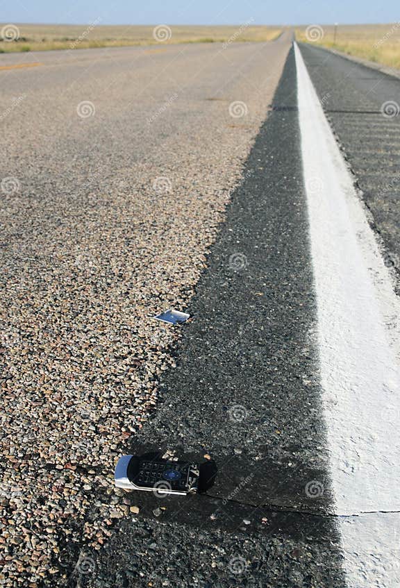 Broken Cell Phone on Road Side Stock Image - Image of accident, gravel ...