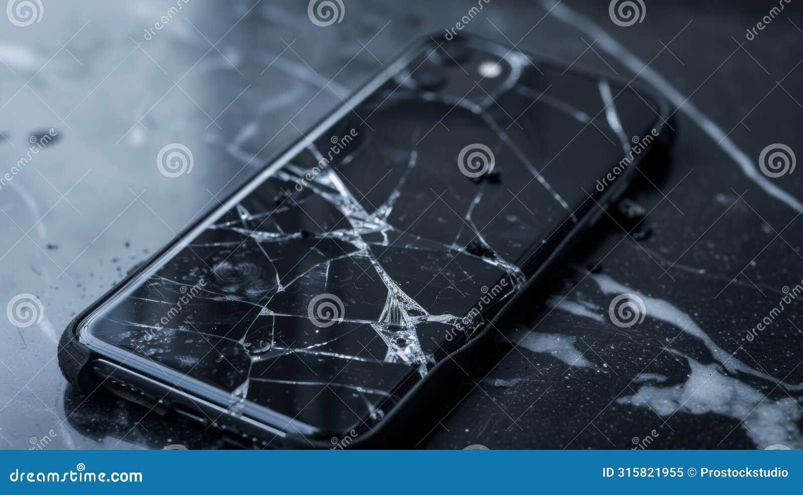 Broken Cell Phone on Table stock image. Image of gadget - 315821955
