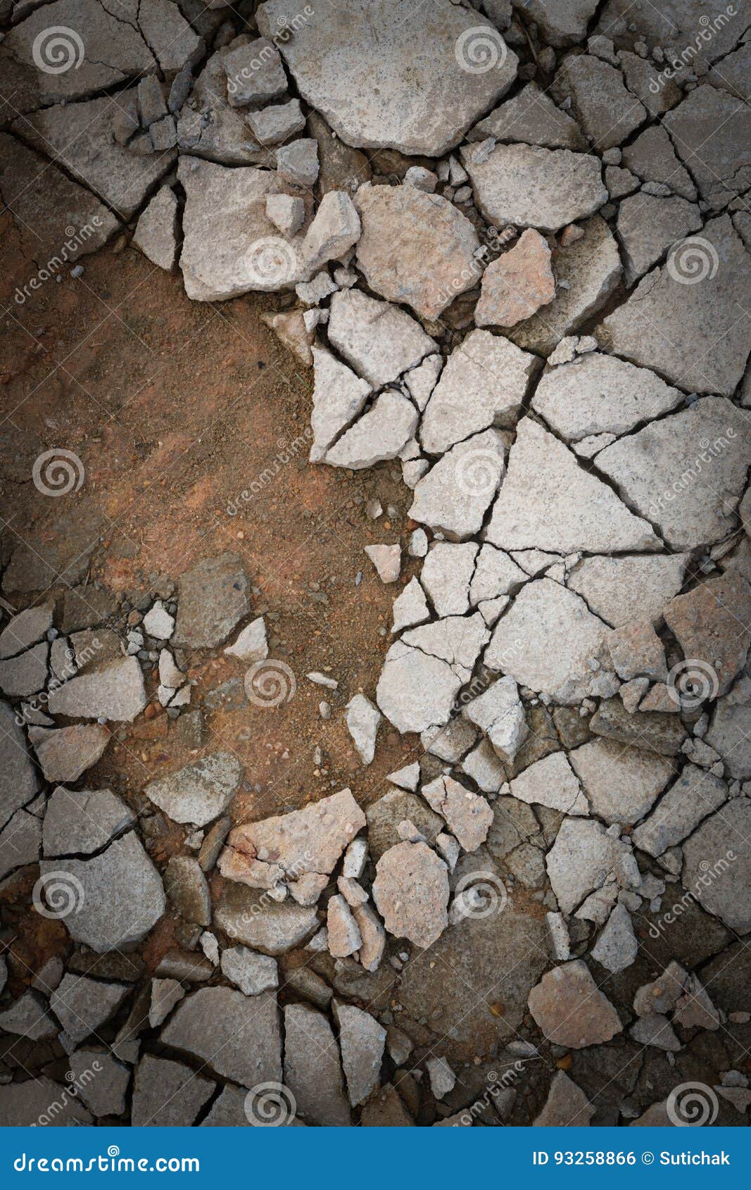 Broken Cement Concrete Floor Stock Photo - Image of construction ...
