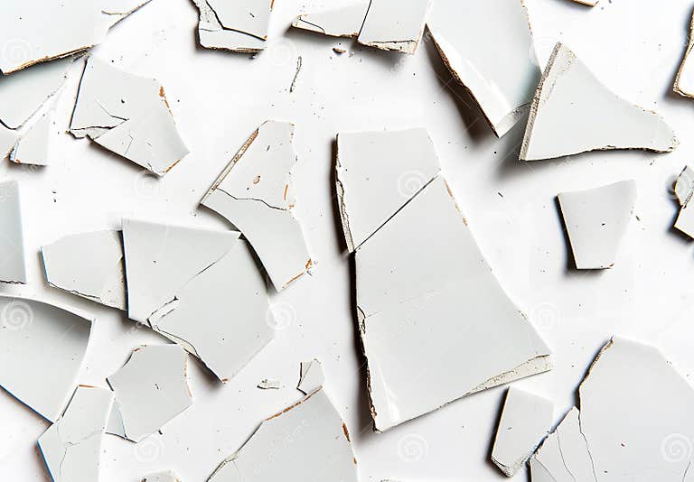 Broken Ceramic Tile Pieces on White Background Stock Illustration ...