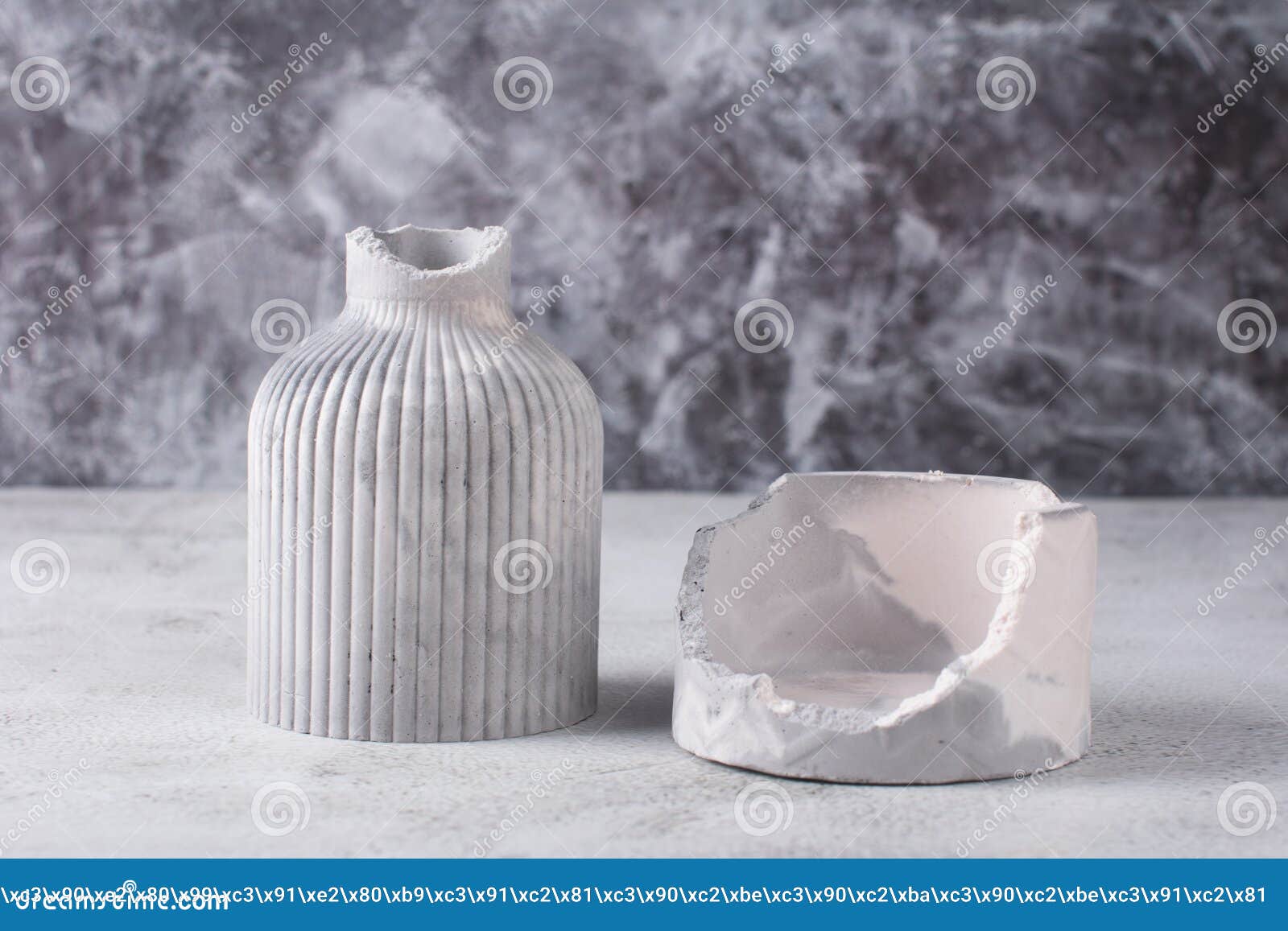 A Broken Ceramic Vase with a Pot. Stock Image - Image of plant, gray ...