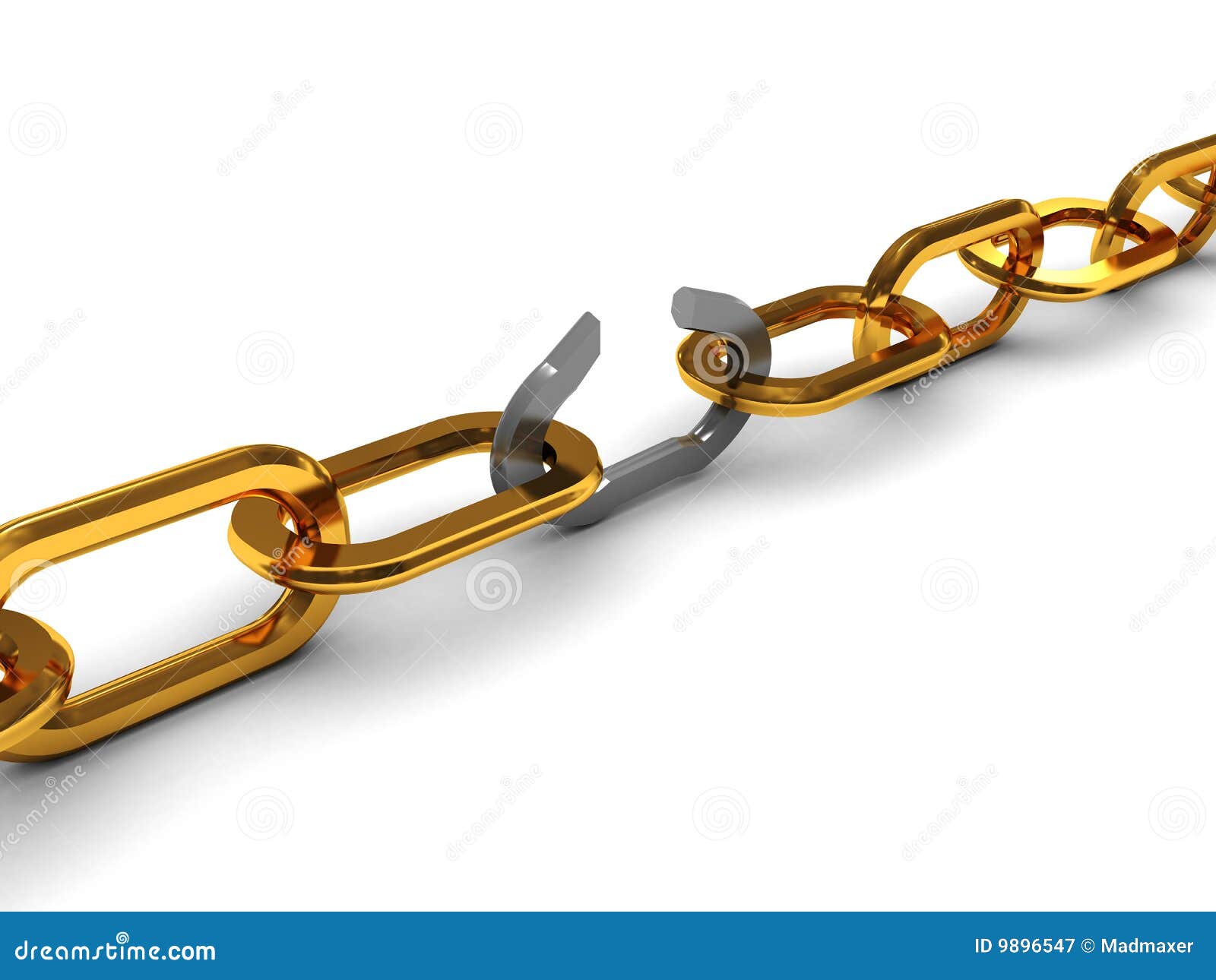 Broken chain stock illustration. Illustration of connection - 9896547