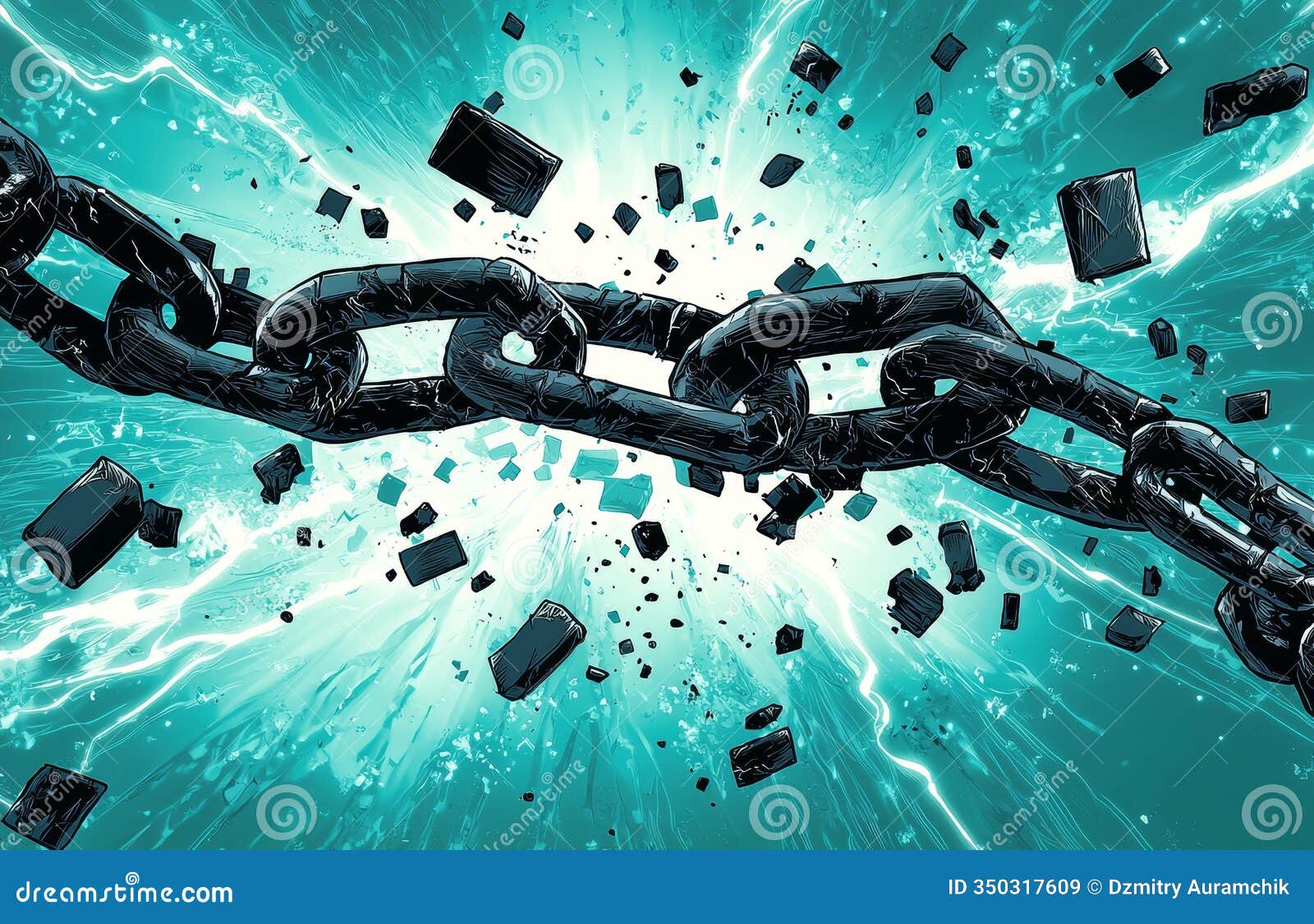 A Broken Chain Breaks in Half, Symbolizing the Break with Digital ...