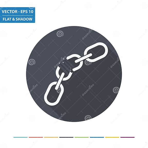 Broken chain flat icon stock vector. Illustration of button - 105812540