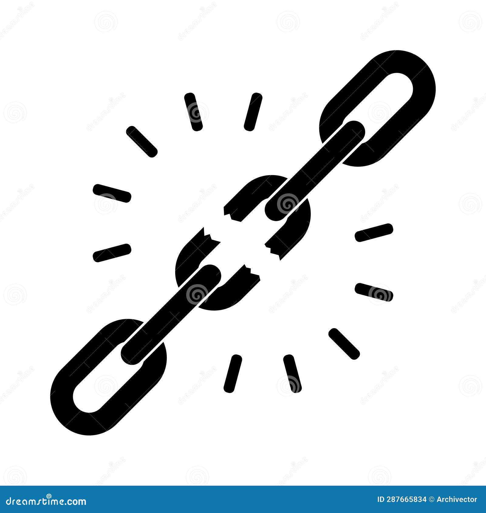 Broken chain graphic sign stock vector. Illustration of connection ...