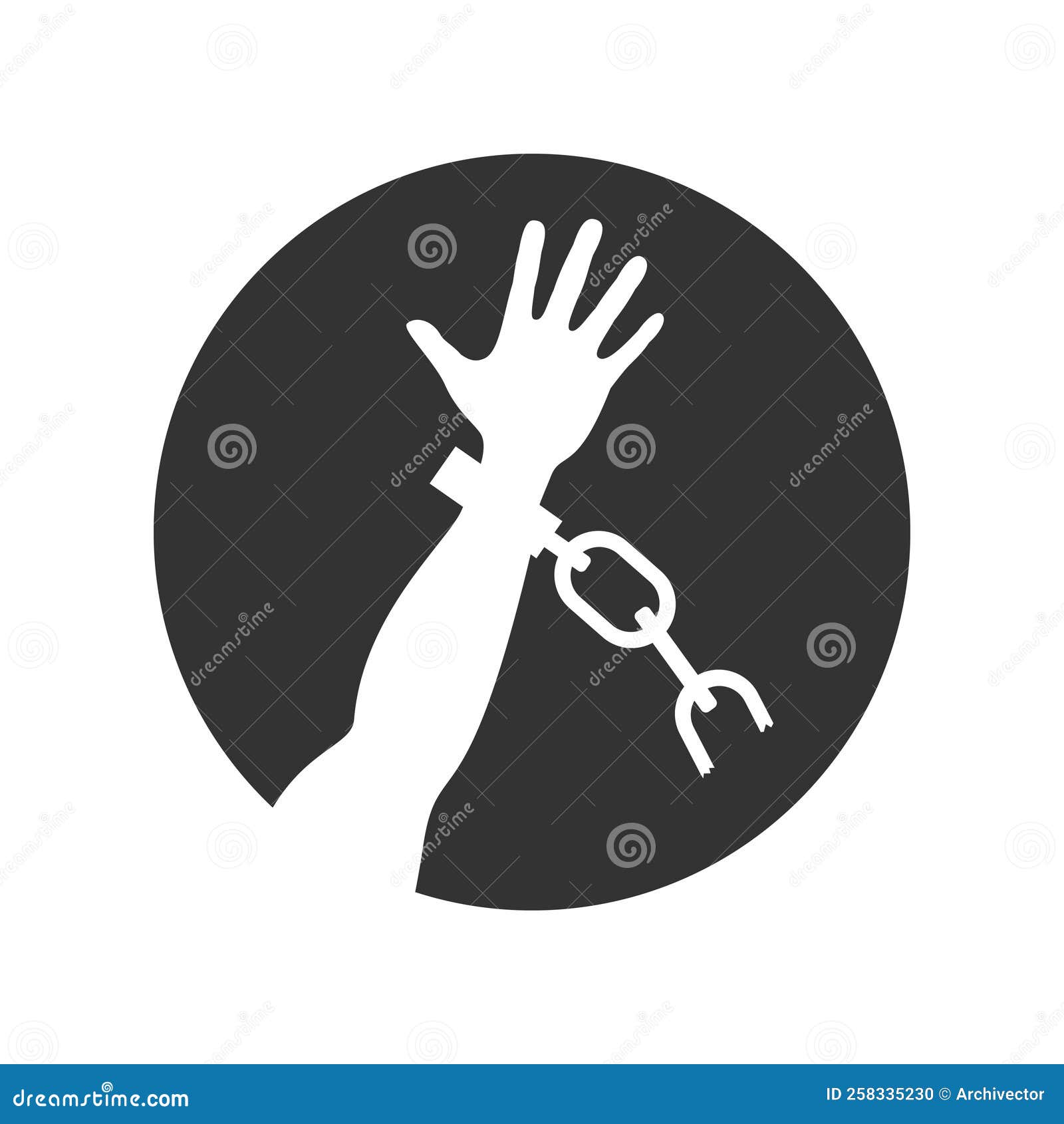 Silhouette Liberated Hand Man With Broken Chain Vector Illustration ... Silhouette Liberated Hand Man With Broken Chain Vector Illustration ...