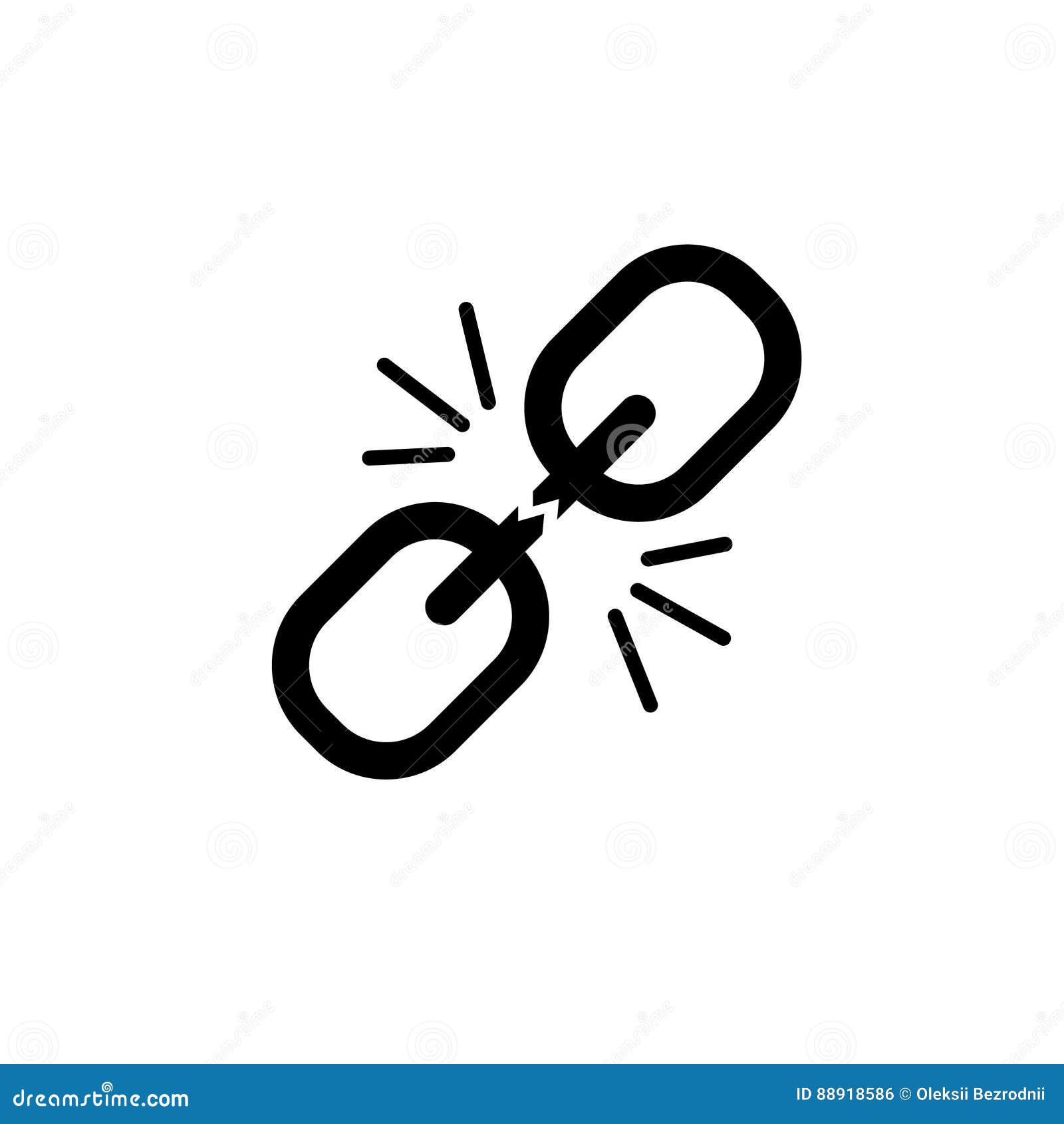 Broken chain icon stock vector. Illustration of crash - 88918586