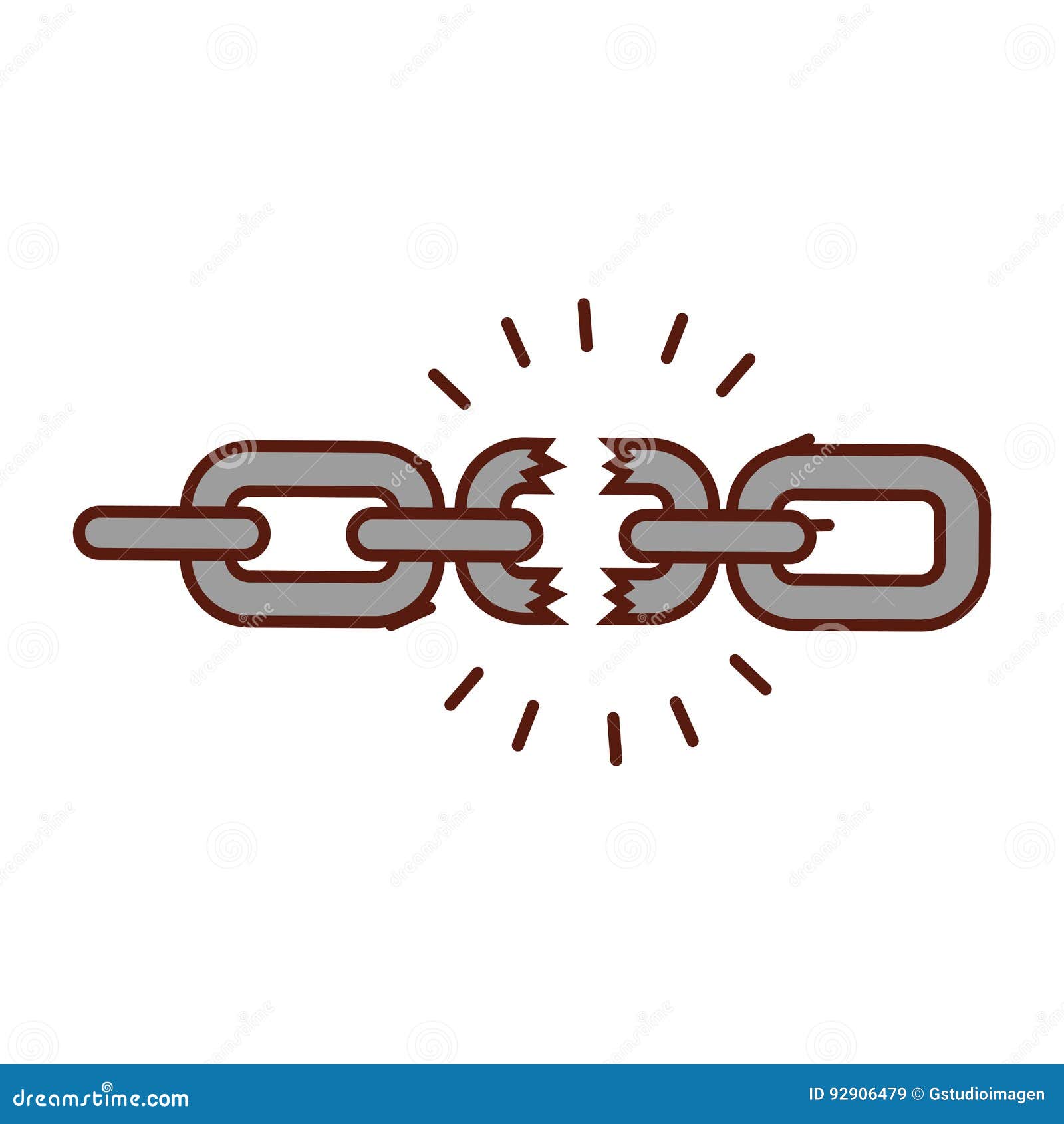 Broken chain isolated icon stock vector. Illustration of graphic - 92906479