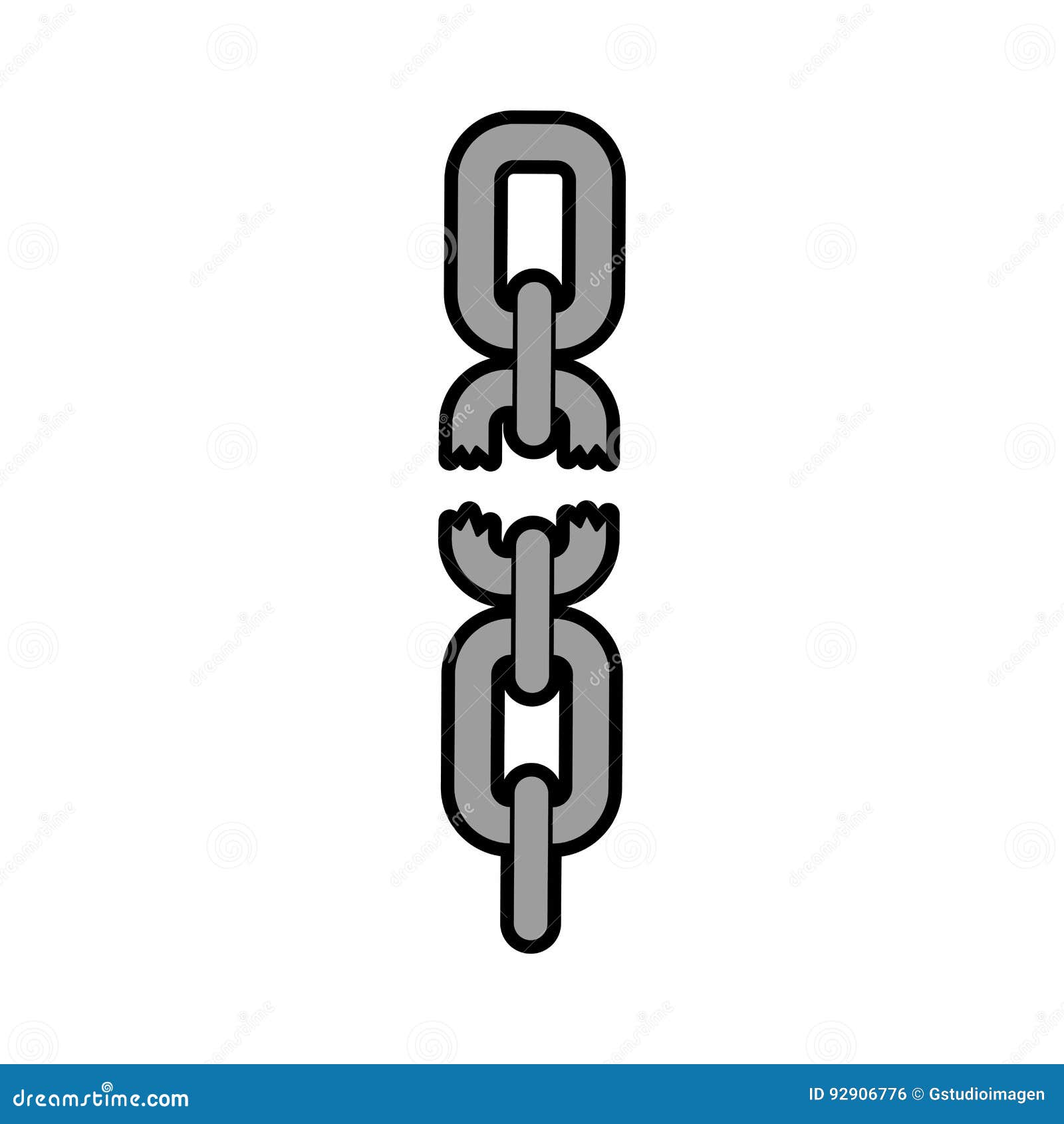 Broken chain isolated icon stock vector. Illustration of defect - 92906776