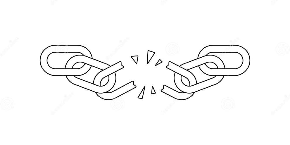 Broken Chain Line Silhouette. Vector Minimalist Linear Illustration ...