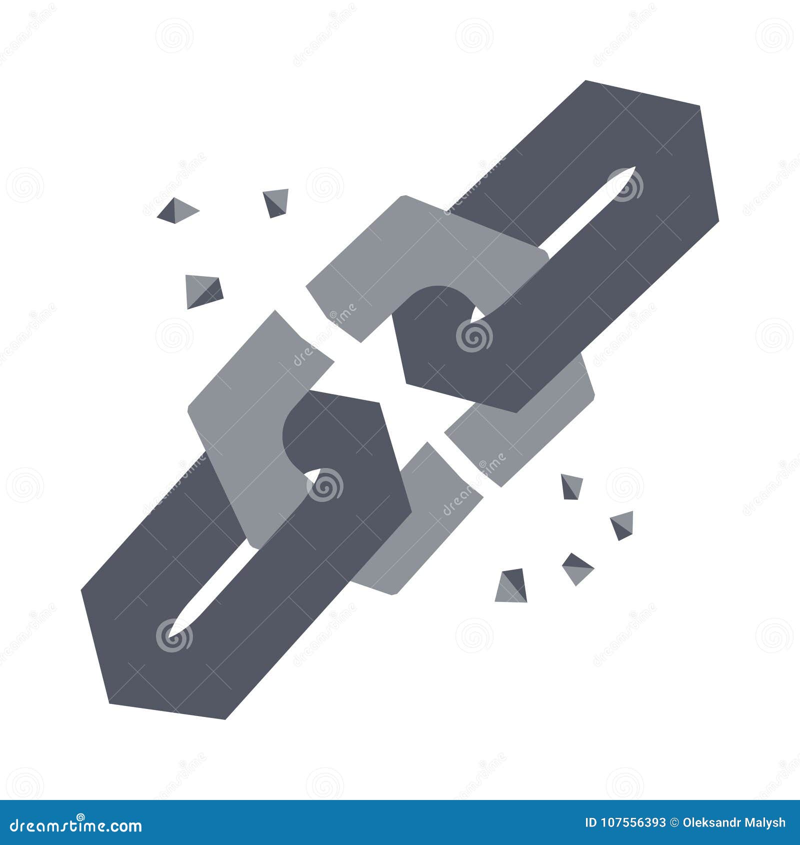 Broken chain link stock vector. Illustration of pressure - 107556393