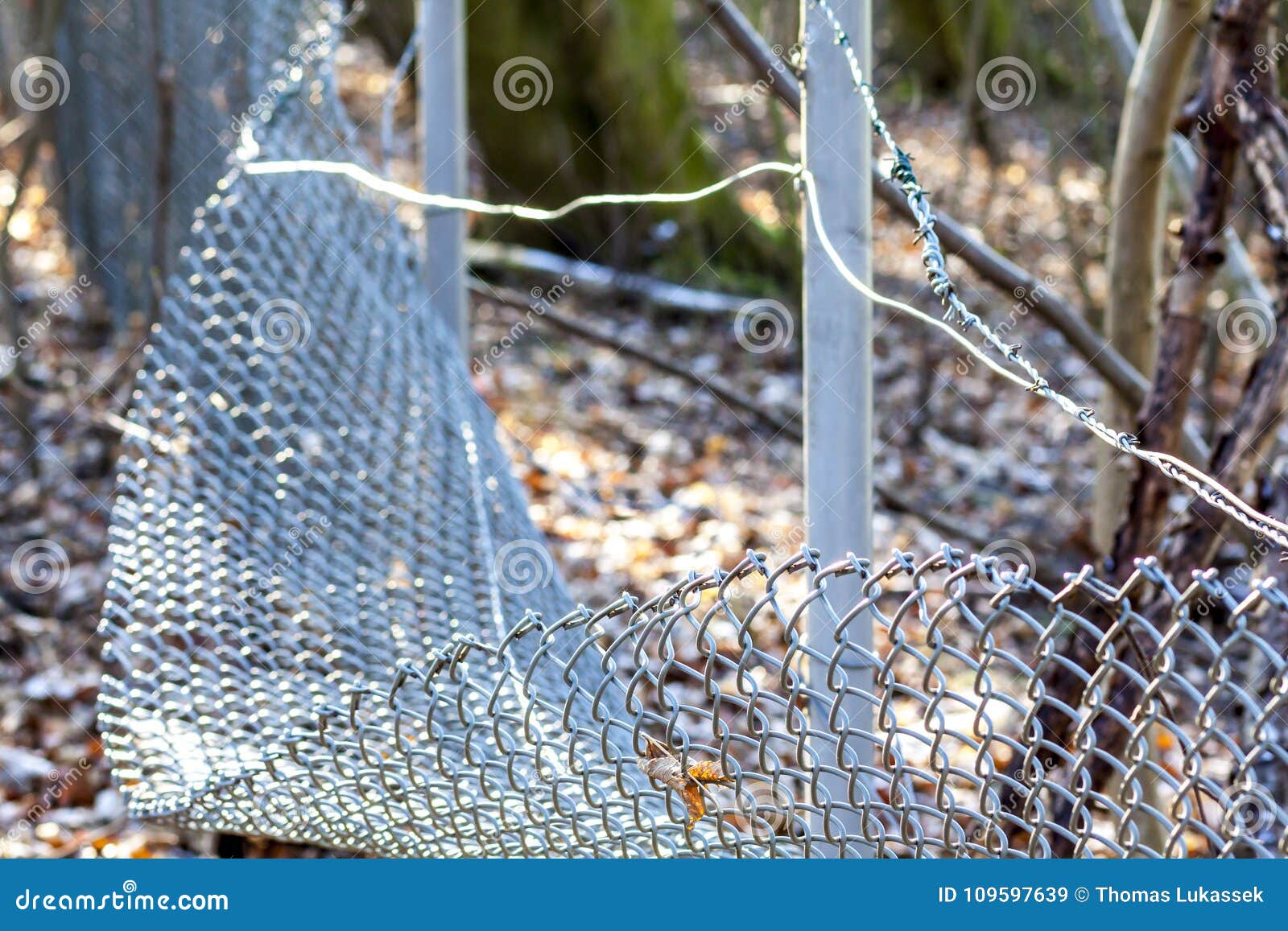 Broken chain link fence stock image. Image of drawing - 109597639