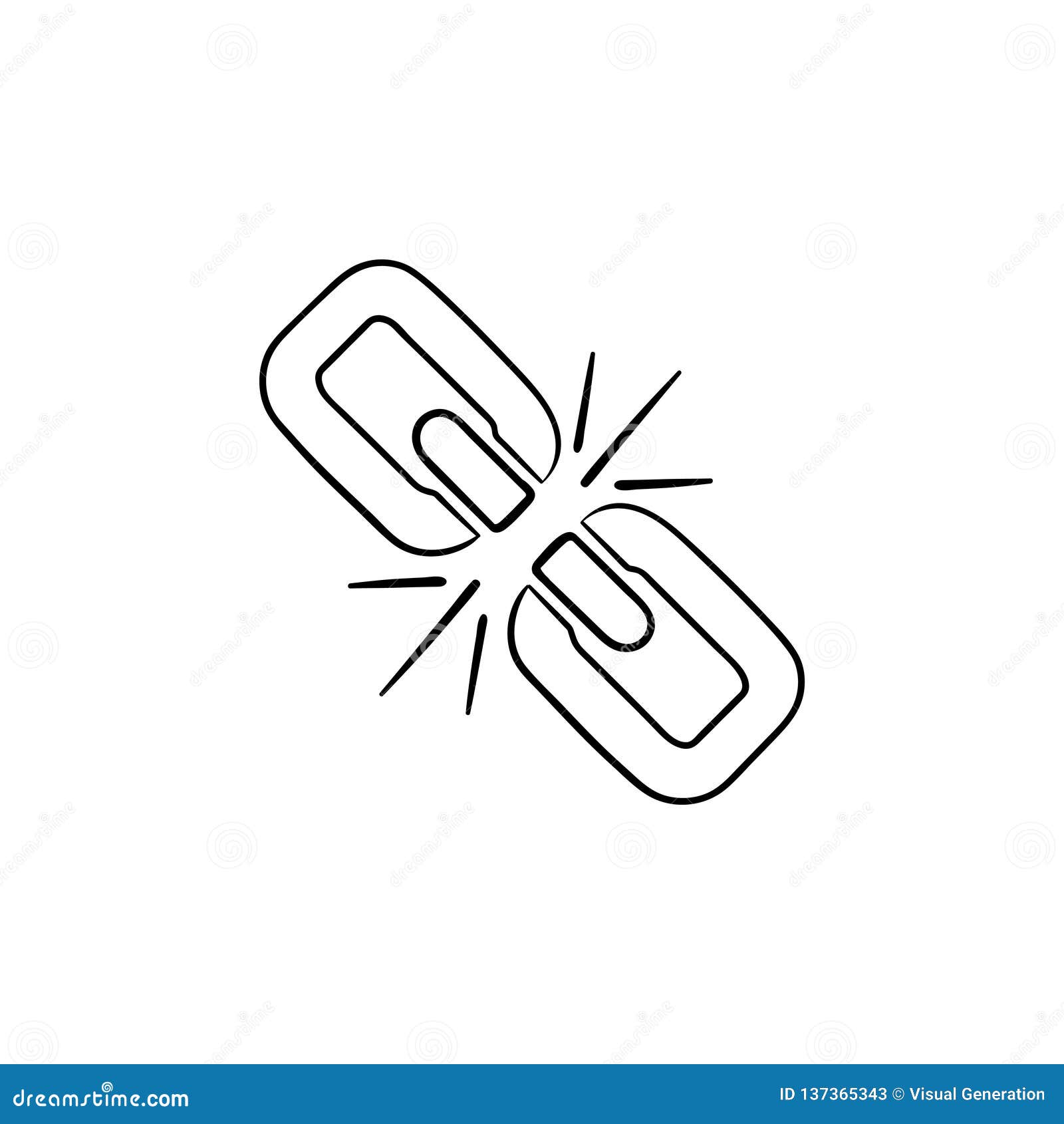 Broken Chain Link Hand Drawn Outline Doodle Icon. Stock Vector ...