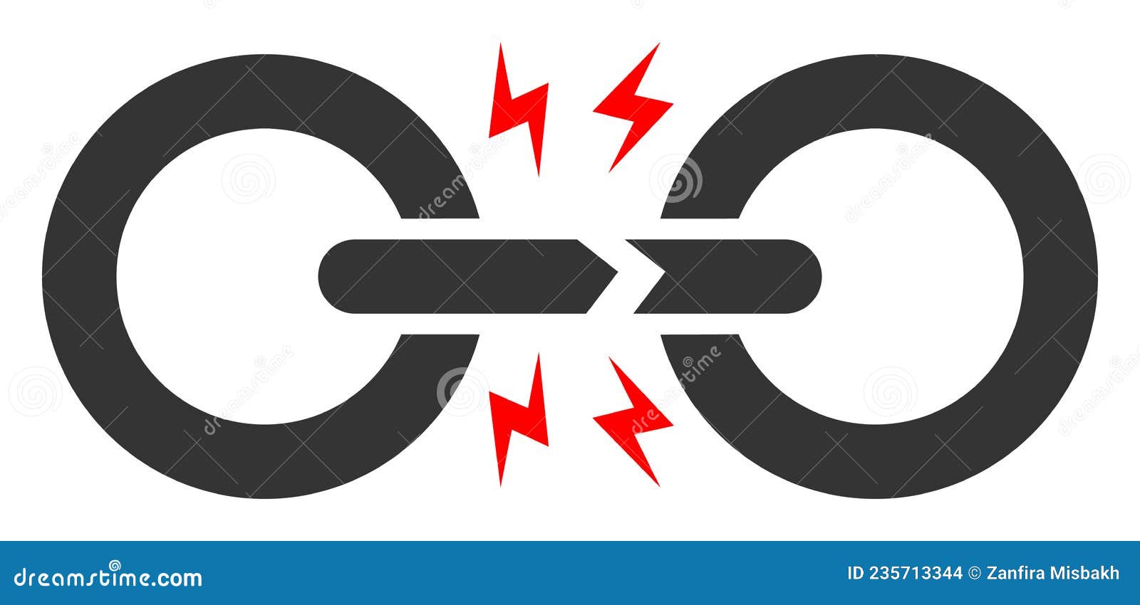 Broken Chain Link Raster Icon Illustration Stock Illustration ...