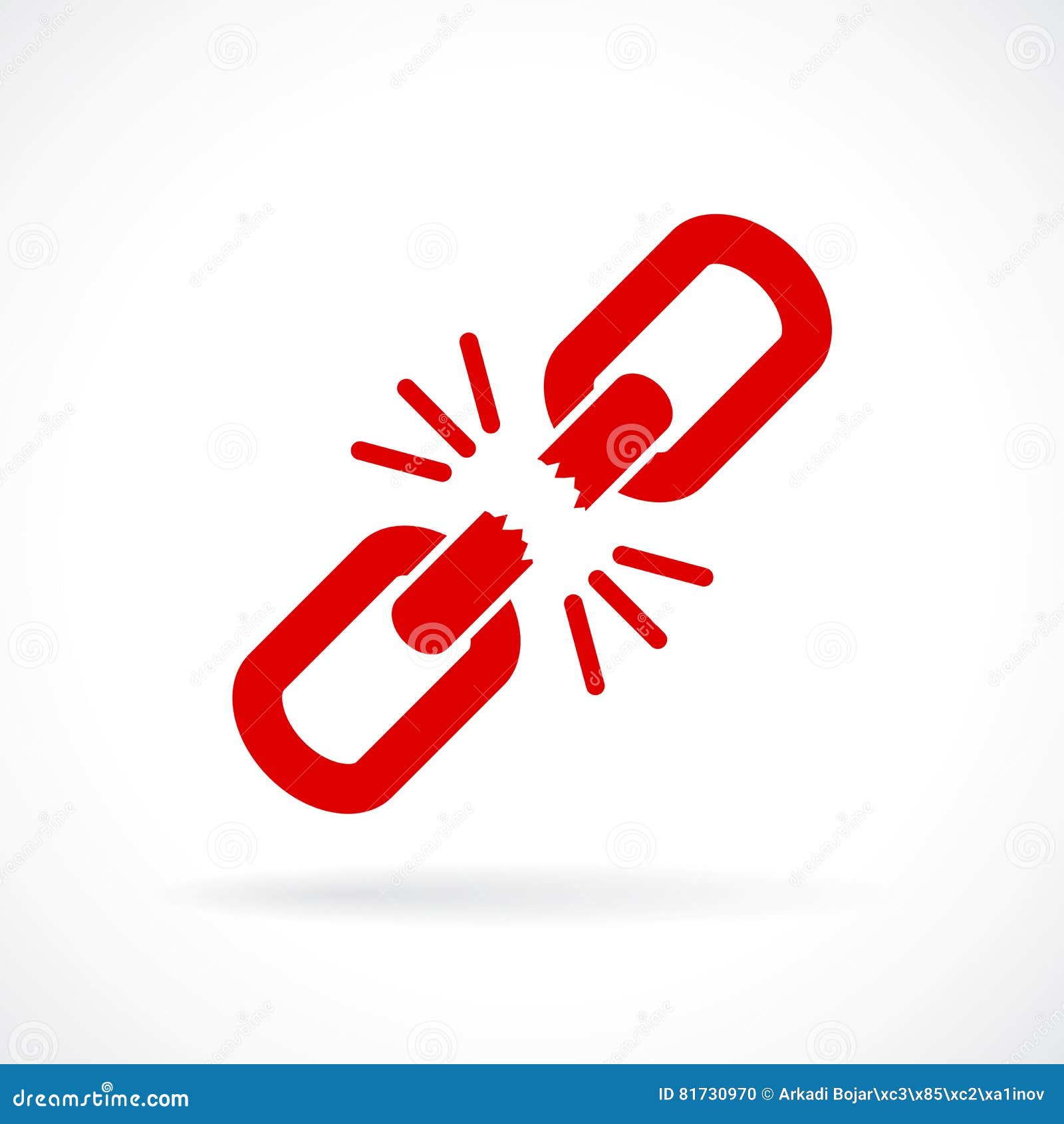 Broken Chain Link Vector Icon Stock Vector - Illustration of detach ...