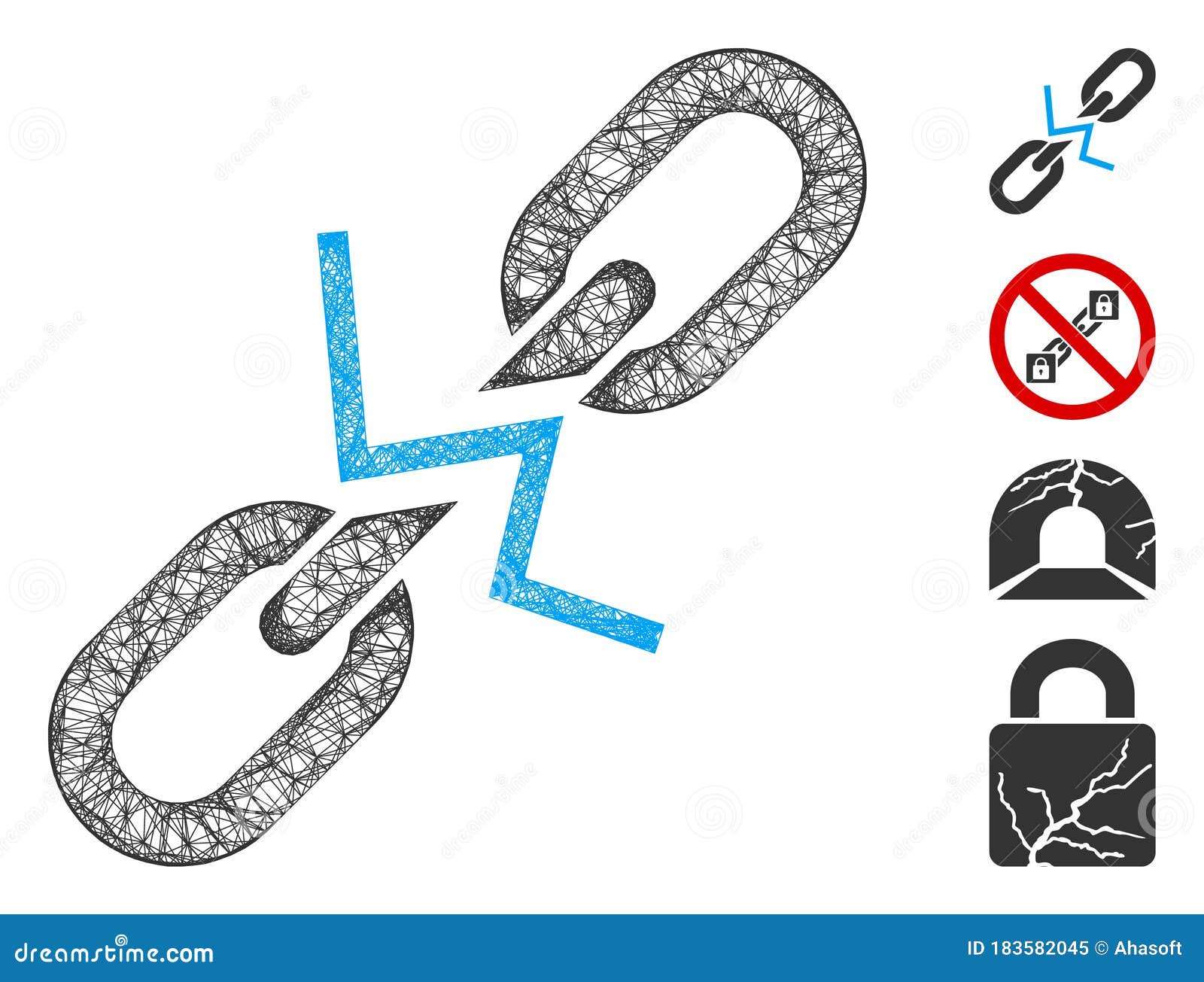 Broken Chain Link Web Vector Mesh Illustration Stock Illustration ...