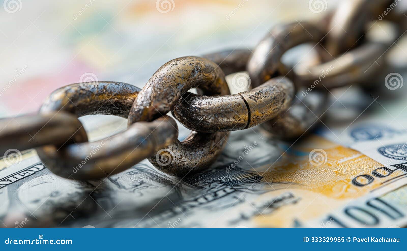 A Broken Chain Rests on a Bed of Banknotes, Symbolizing Financial ...