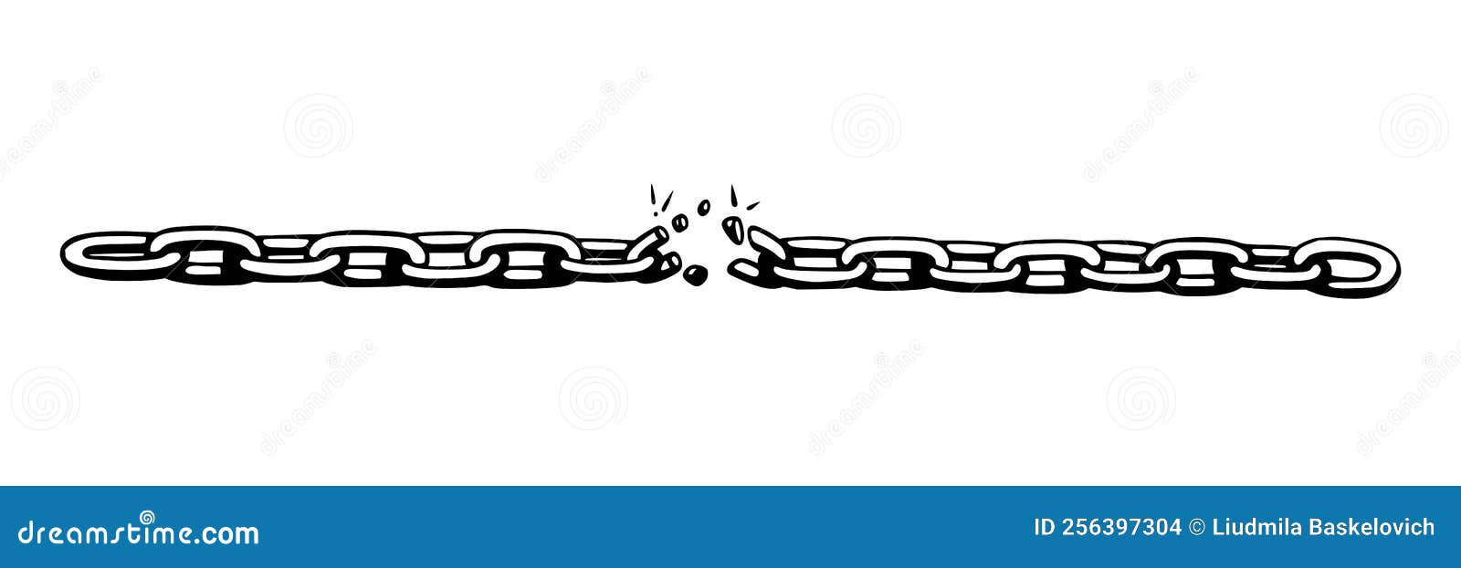 Broken Chain with Shatters As Symbol of Strength and Freedom. Sketch of ... Broken Chain with Shatters As Symbol of Strength and Freedom. Sketch of ...