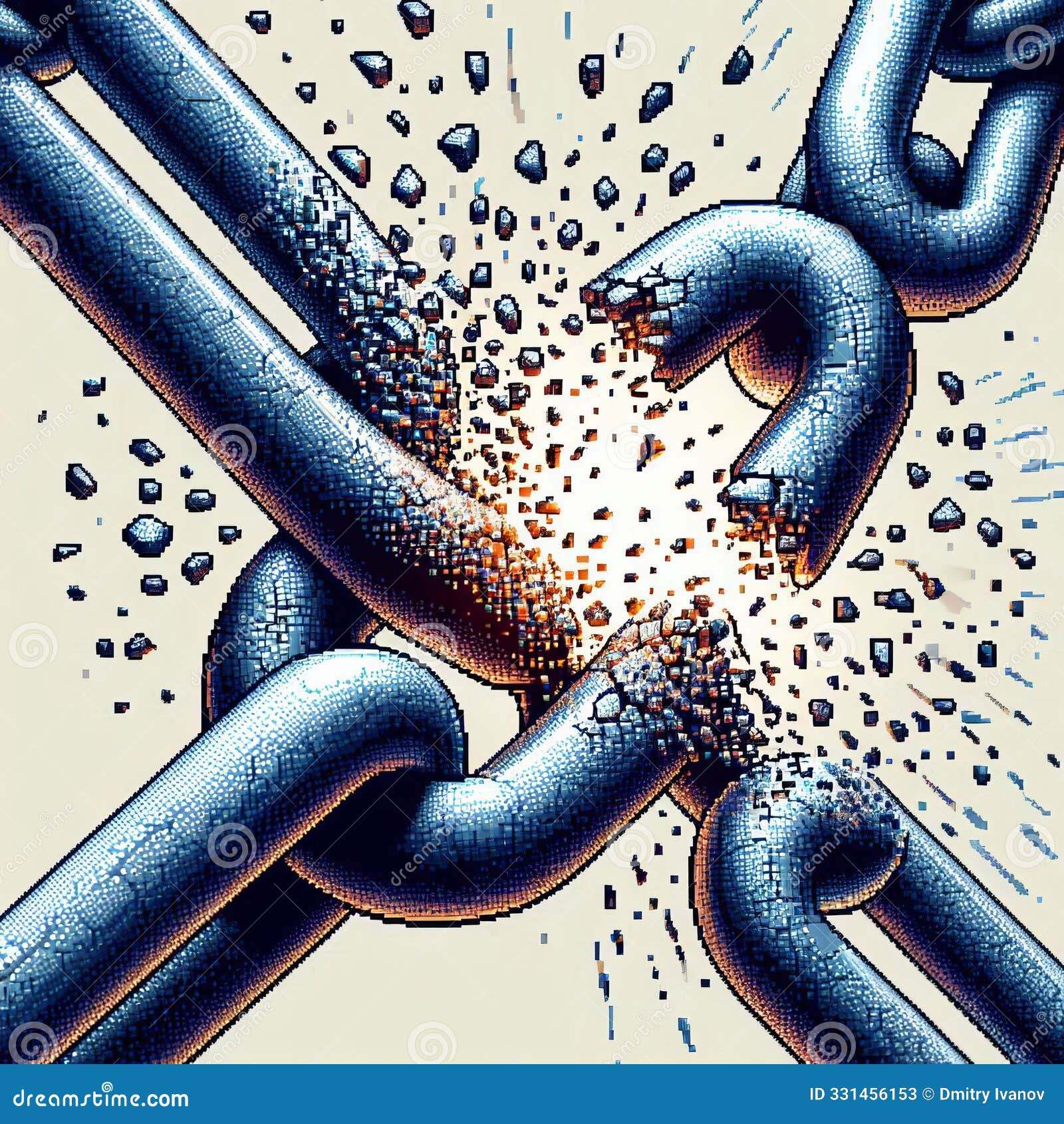 4 Broken Chains Pixelated Image of Broken Chains with a Macrorea Stock ...