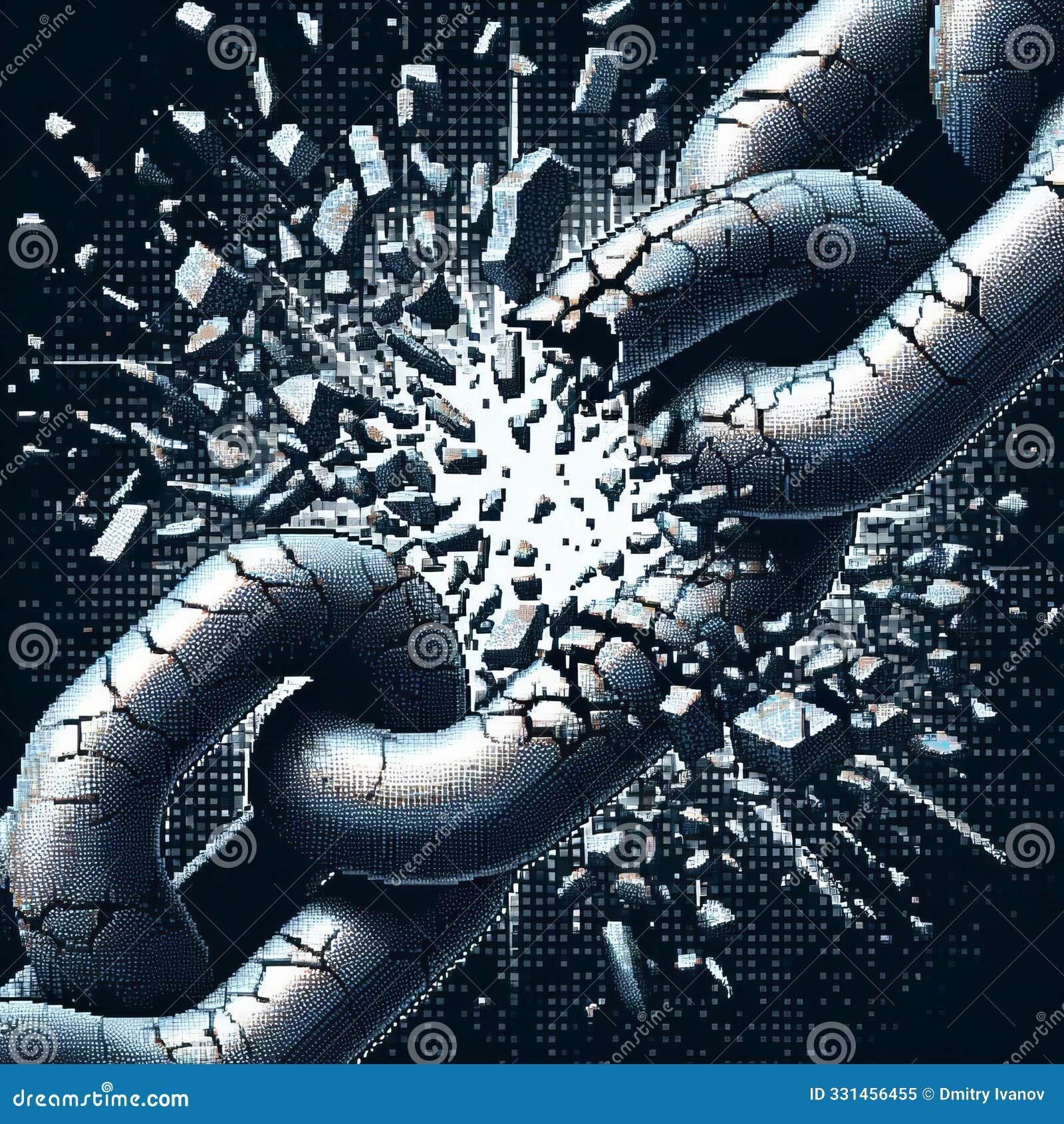 6 Broken Chains Pixelated Image of Broken Chains with a Macrorea Stock ...