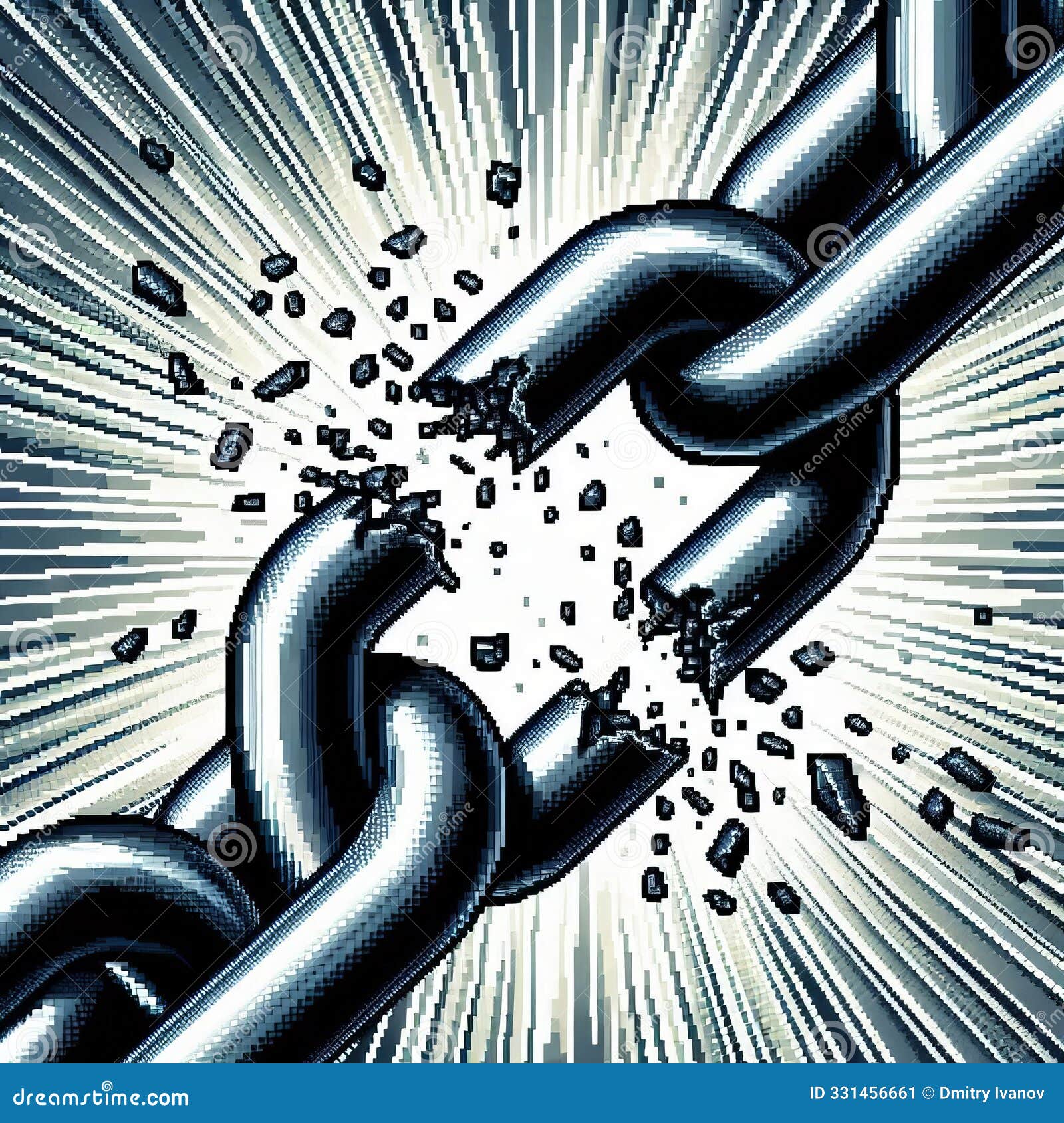 7 Broken Chains Pixelated Image of Broken Chains with a Macrorea Stock ...