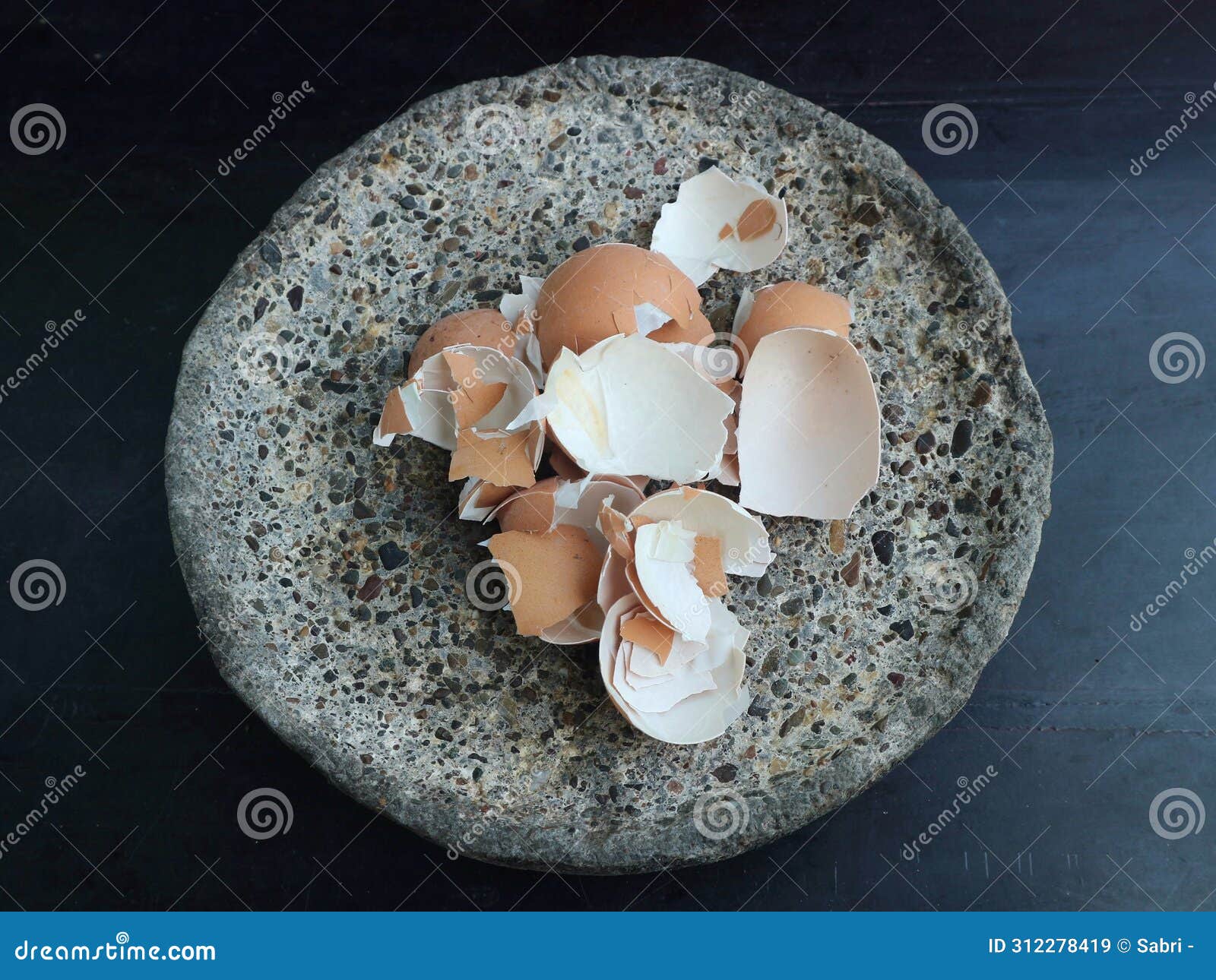 The Broken Chicken Egg Shell is in the Mortar Stock Image - Image of ...