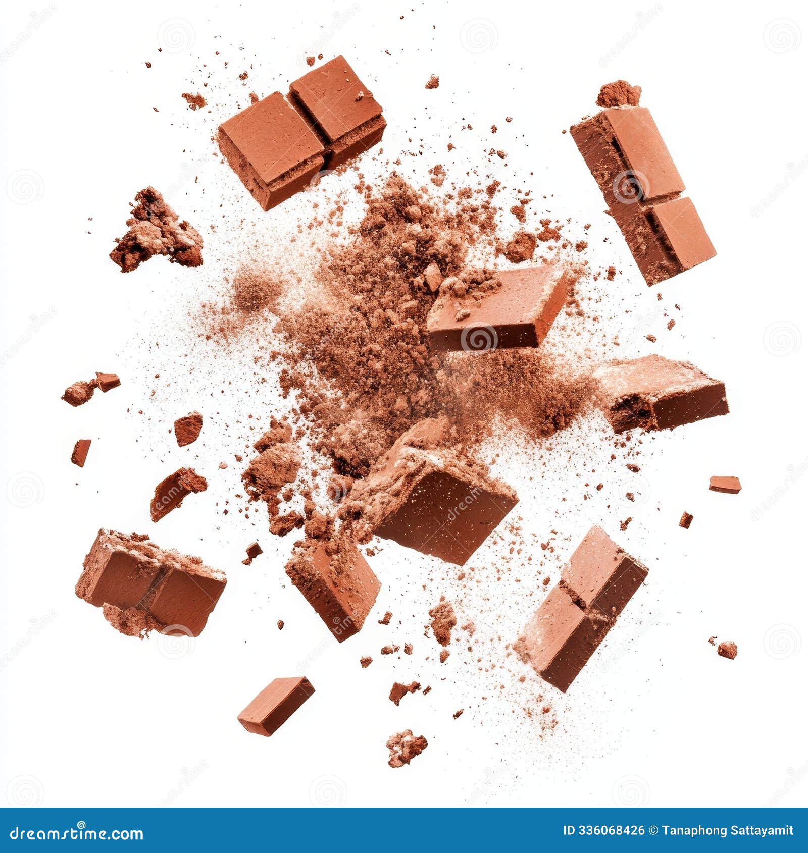 Broken Chocolate Bar with Powder Explosion Stock Illustration ...