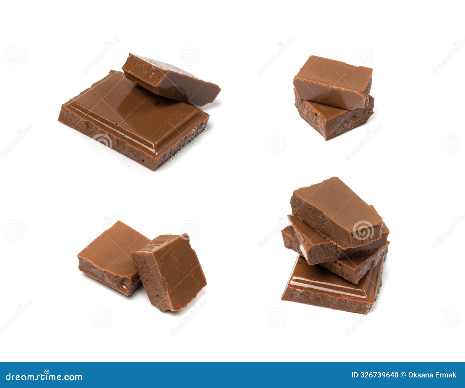 Broken Chocolate Bar Stack, Isolated. Milk Chocolate Square Pieces ...