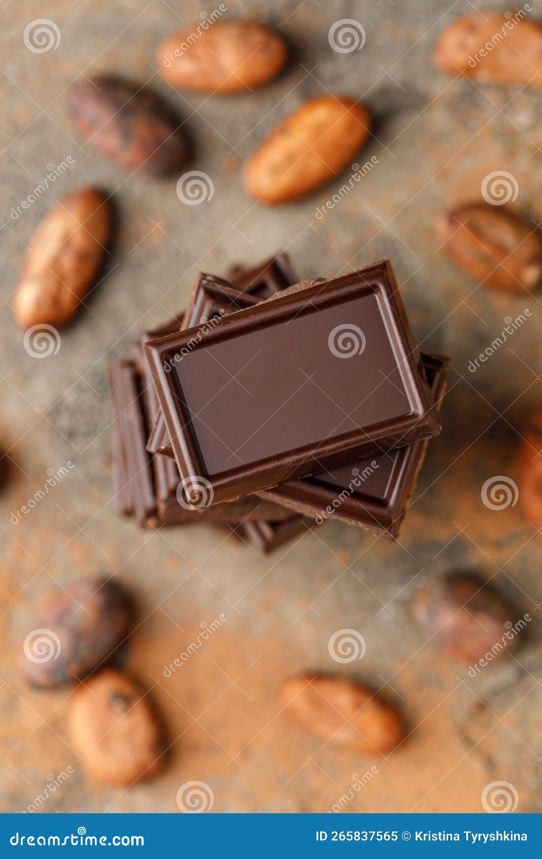 Broken Chocolate Pieces on Dark Background. Stack of Dark Chocolate ...