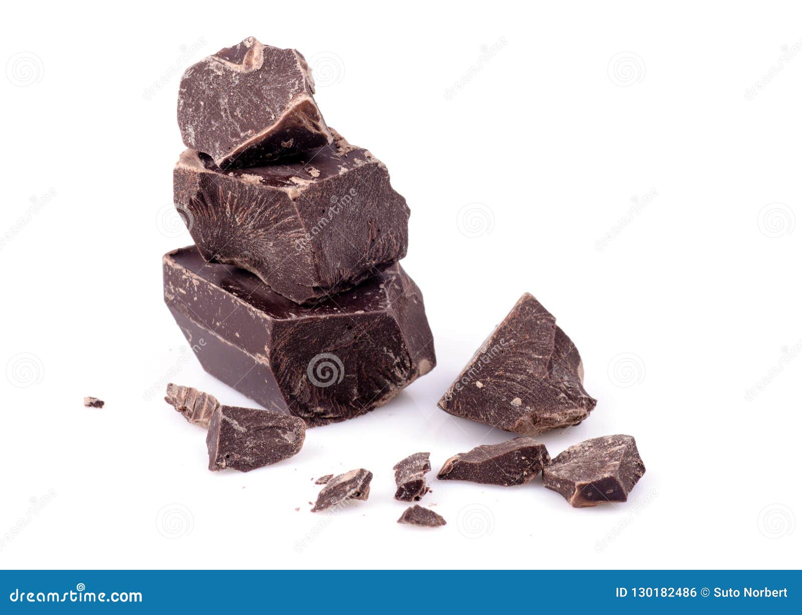 Broken chocolate pieces stock photo. Image of food, dark - 130182486