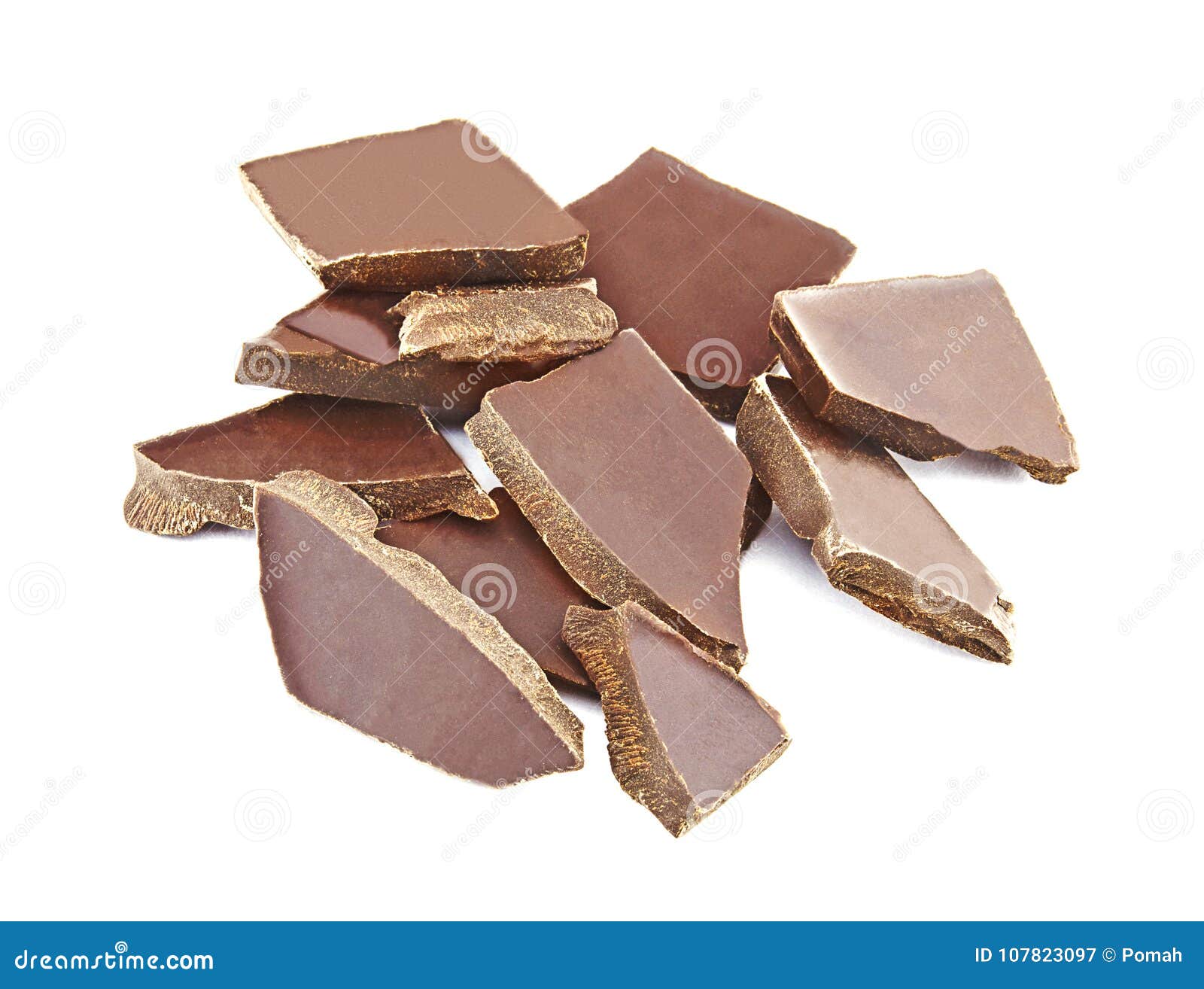 Broken Chocolate Pieces on White Background. Stock Image - Image of ...