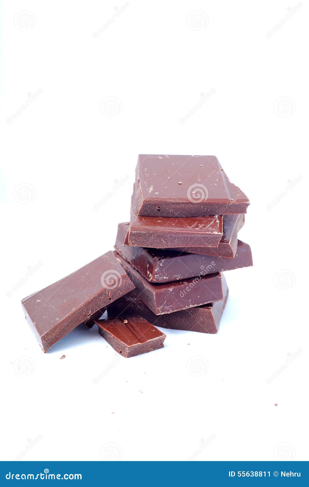 Broken Chocolate Pieces on White Background Stock Image - Image of ...