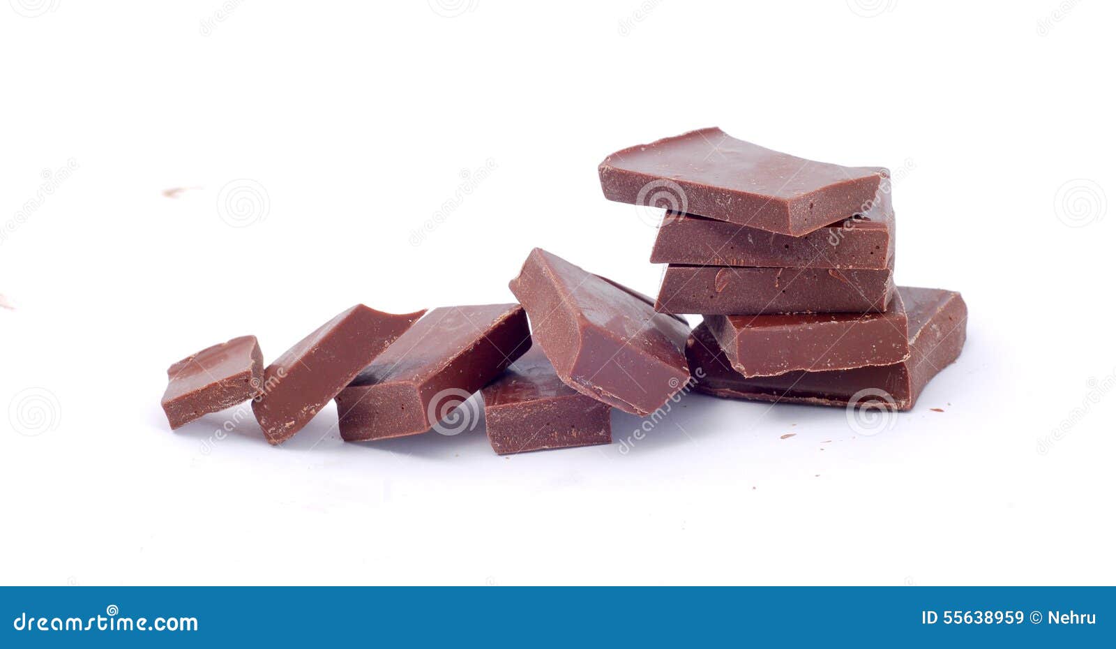 Broken Chocolate Pieces on White Background Stock Image - Image of heap ...