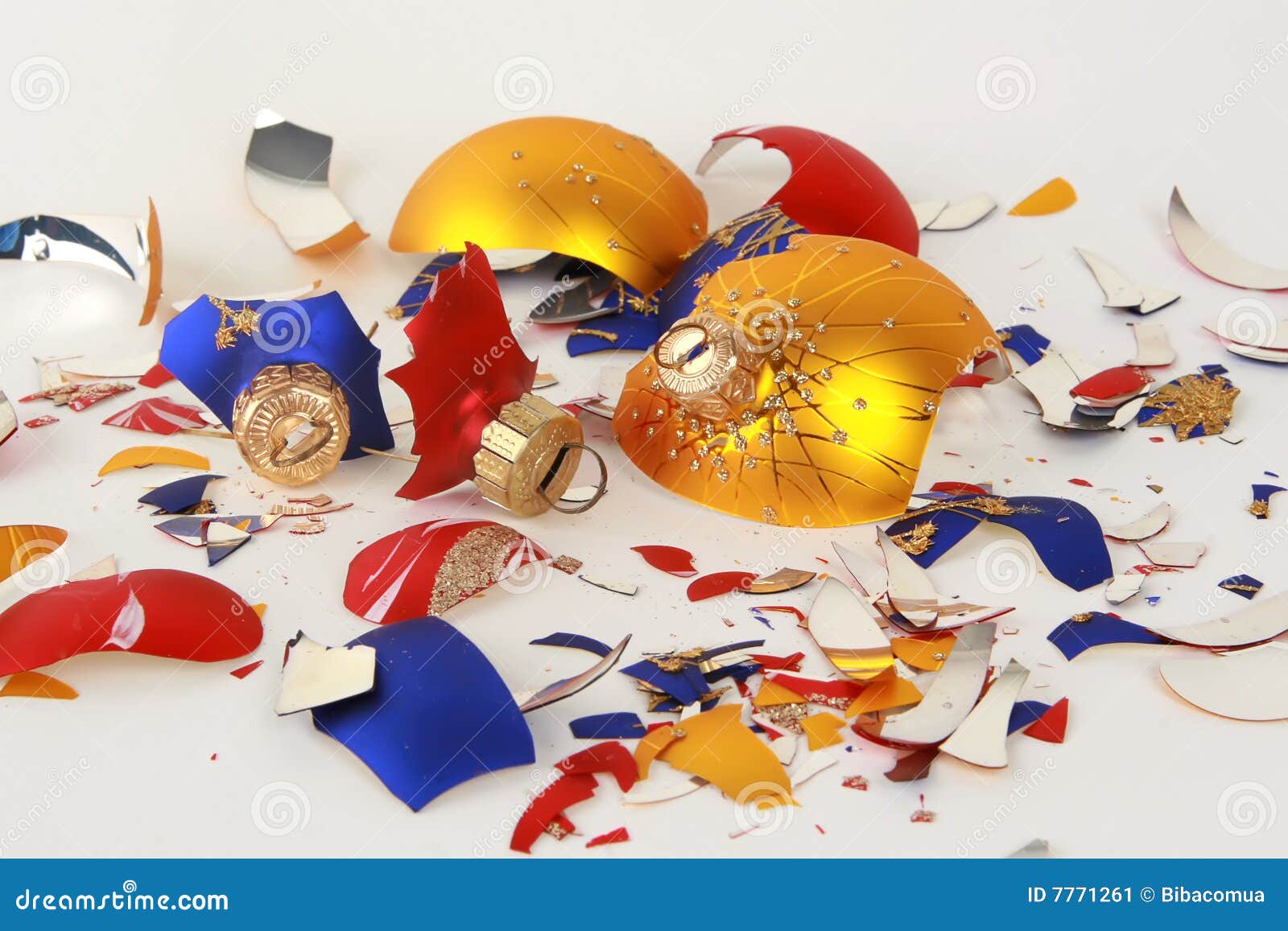 Broken Christmas Decoration Isolated on White Stock Image - Image of ...