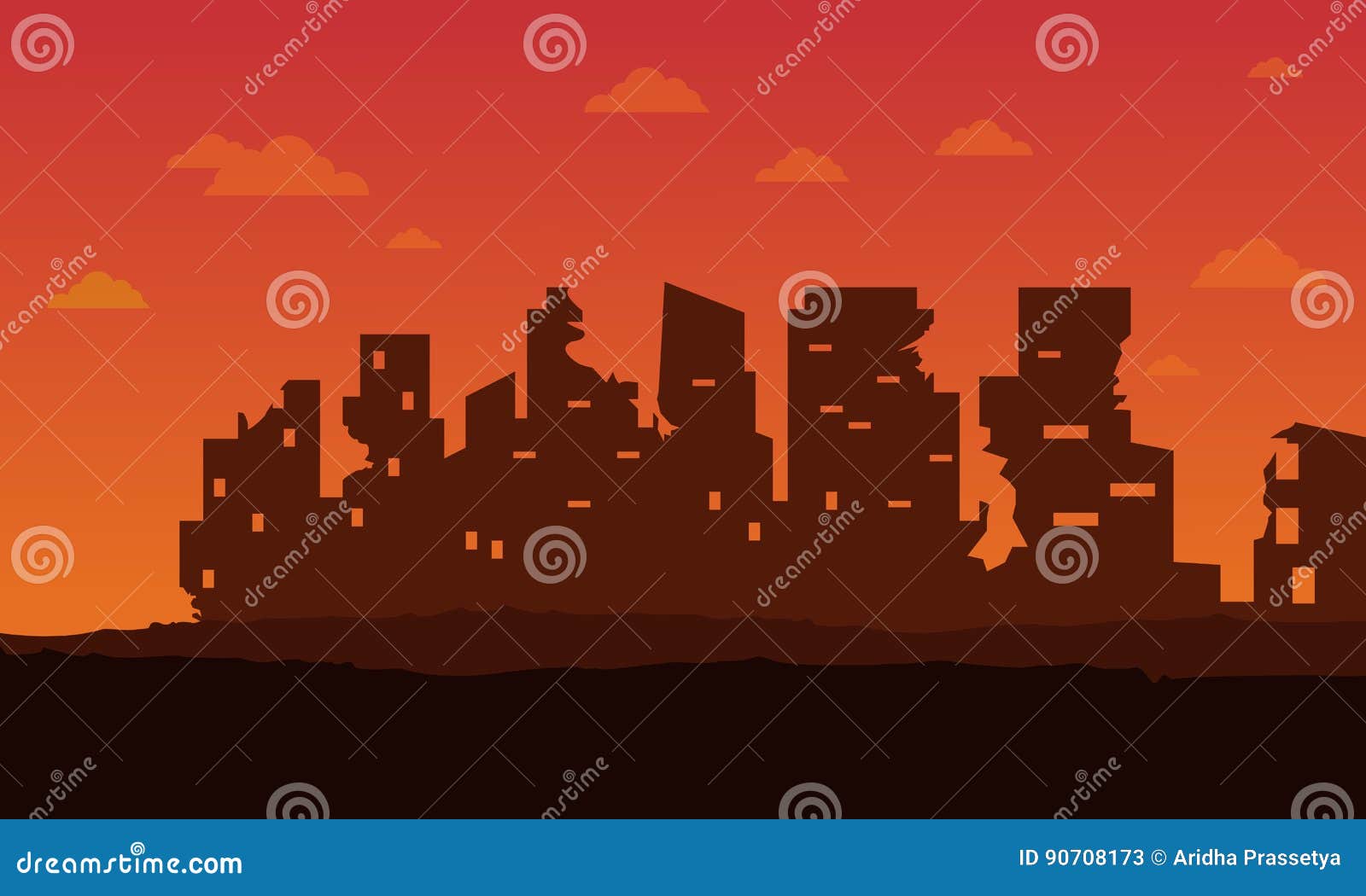 Broken City for Bad Environment Landscape Stock Vector - Illustration ...