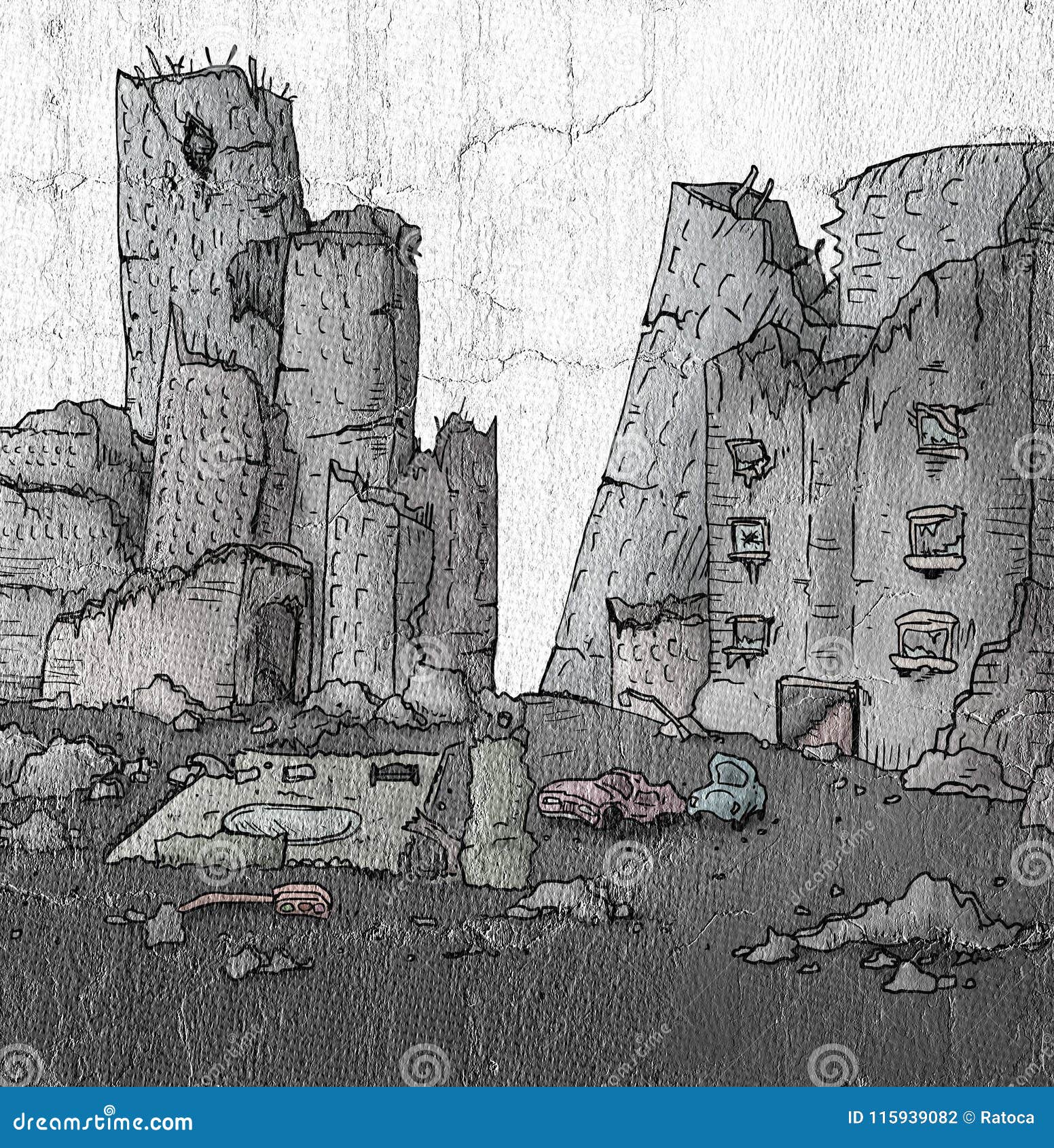 Broken city stock photo. Image of retro, urban, abandoned - 115939082