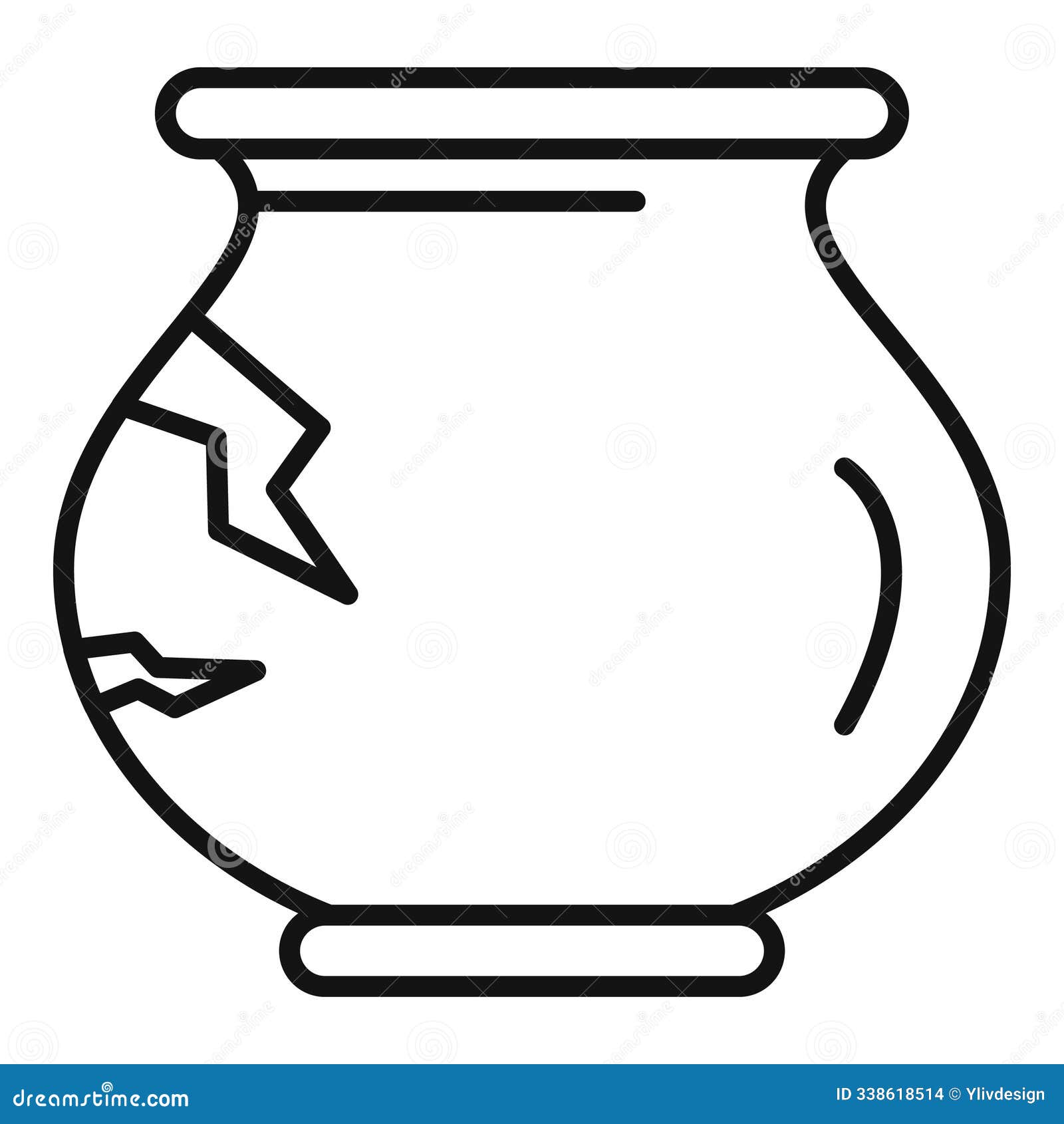 Broken Clay Pot Showing Cracks on Side Drawing Stock Illustration ...