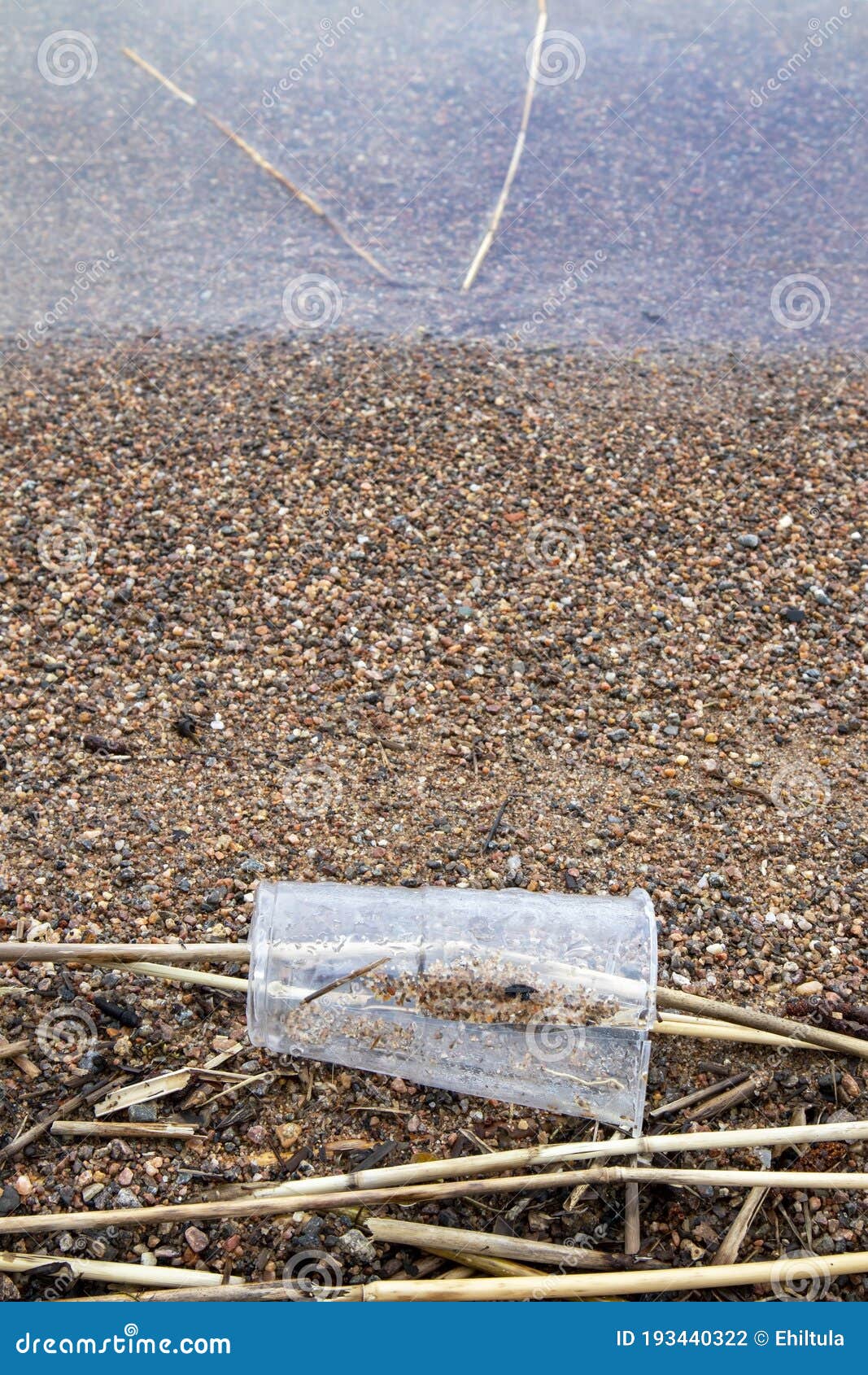 Broken Clear Plastic Cup on the Beach Stock Photo - Image of earth ...