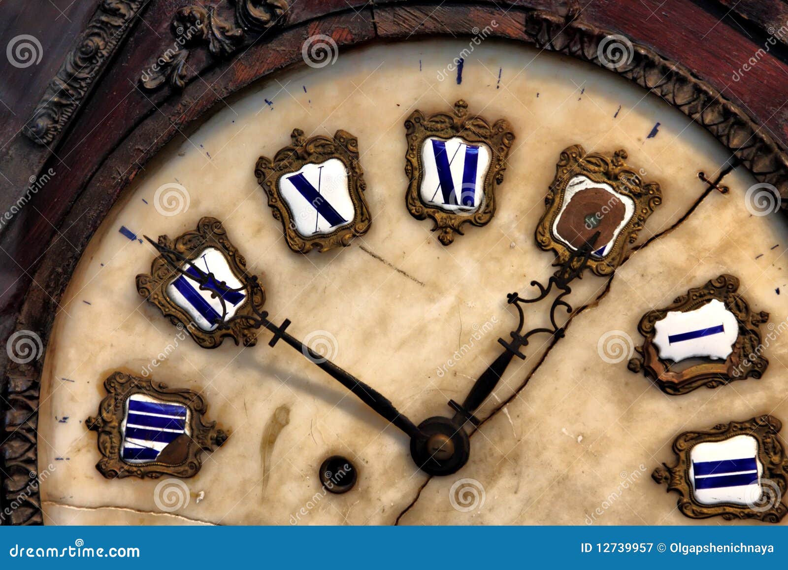 Broken clock stock image. Image of fashioned, full, dial - 12739957