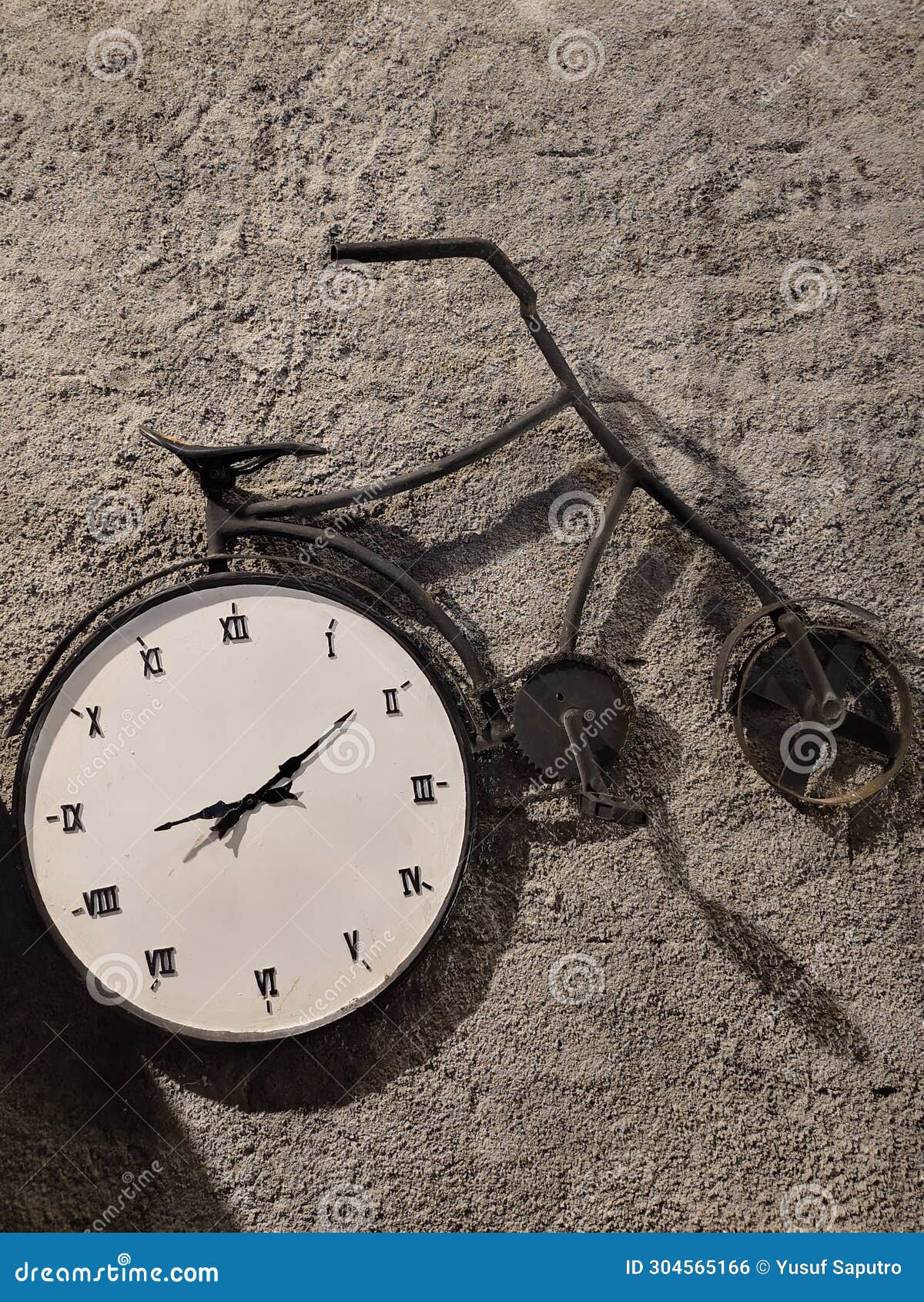 A Broken Clock in the Shape of an Old Bicycle Stock Photo - Image of ...