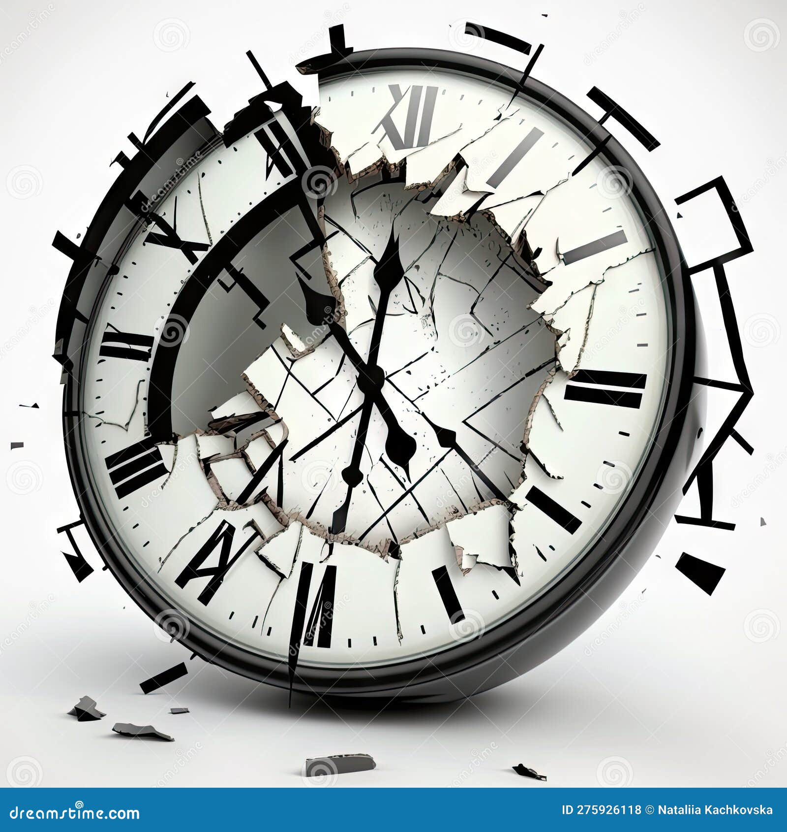 Broken Clock on a White Background Stock Illustration - Illustration of repairing, smashed ...