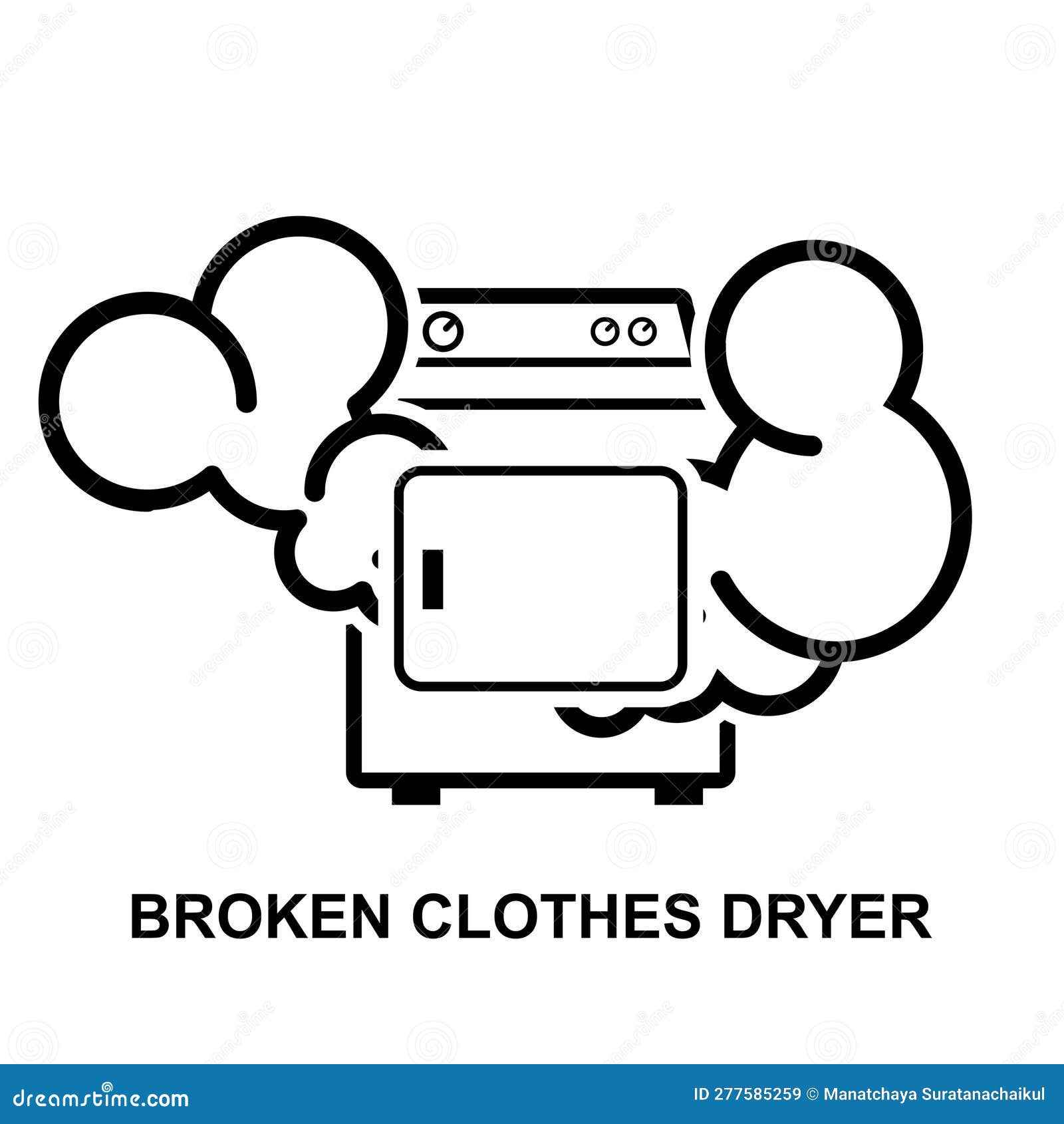 Broken Clothes Dryer Machine Icon Isolated on Background Stock Vector ...