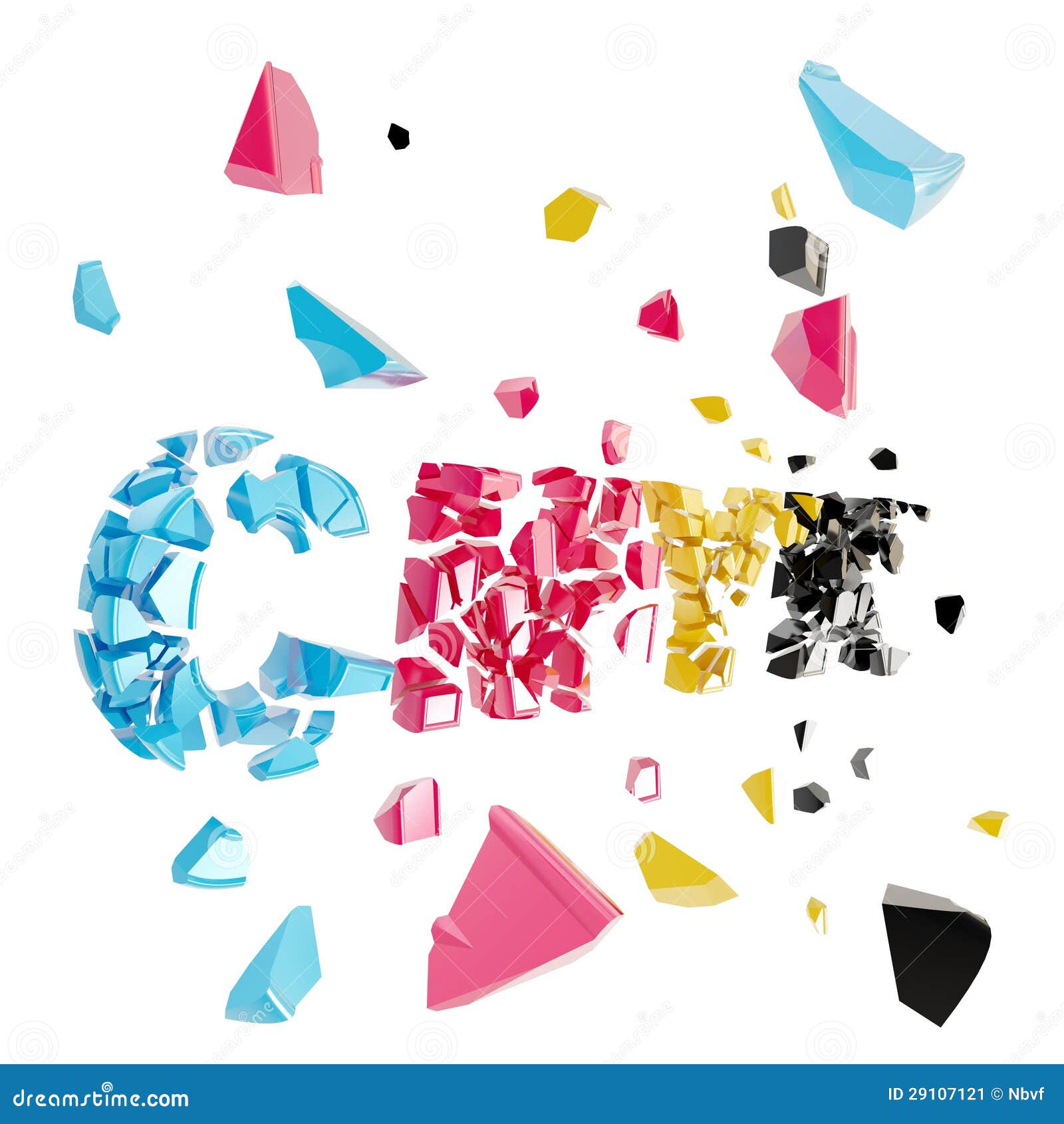 Broken Cmyk, Smashed Word Explosion Stock Illustration - Illustration ...