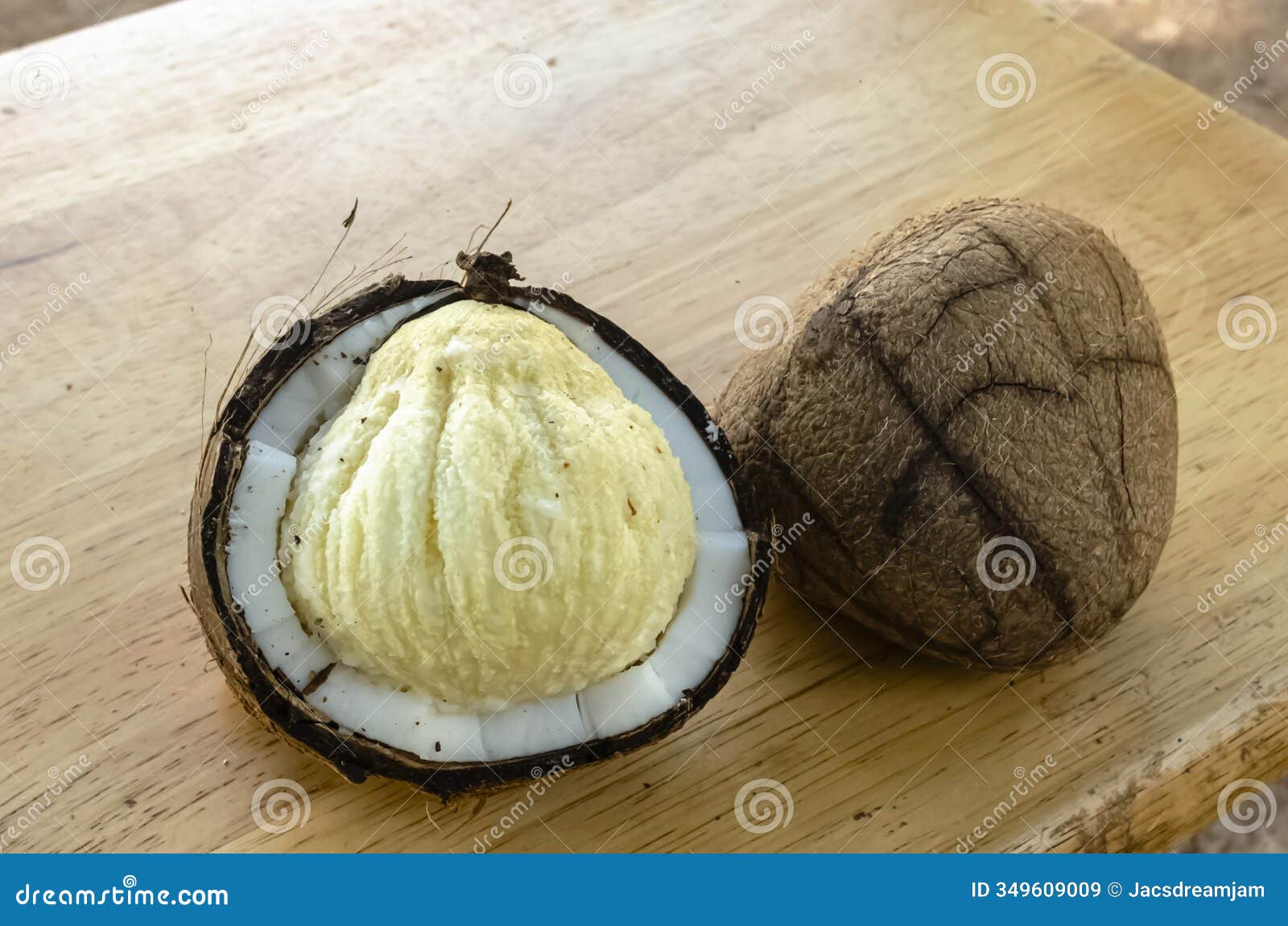 A Broken Coconut with an Embryo, and a Whole Coconut Endosperm Stock ...