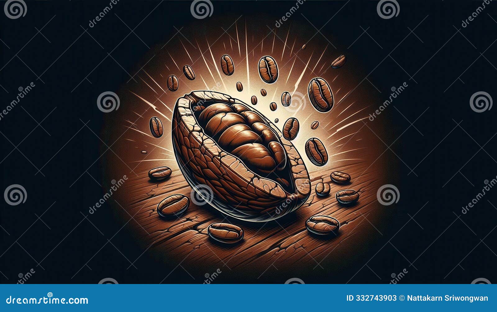 A Broken Coffee Bean with Smaller Beans Inside, Surrounded by Coffee ...