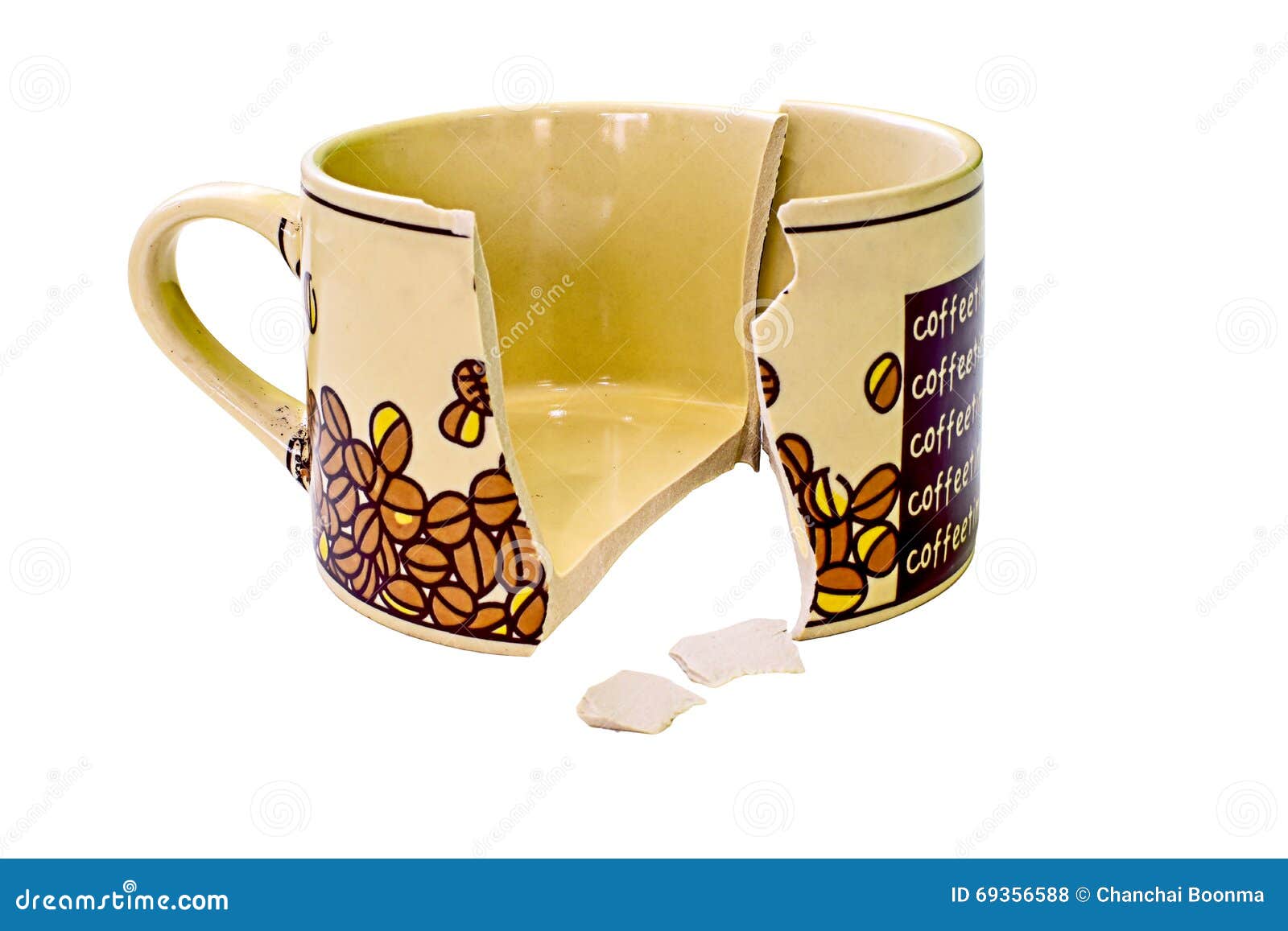 Broken coffee cup stock photo. Image of cafe, drink, broken - 69356588
