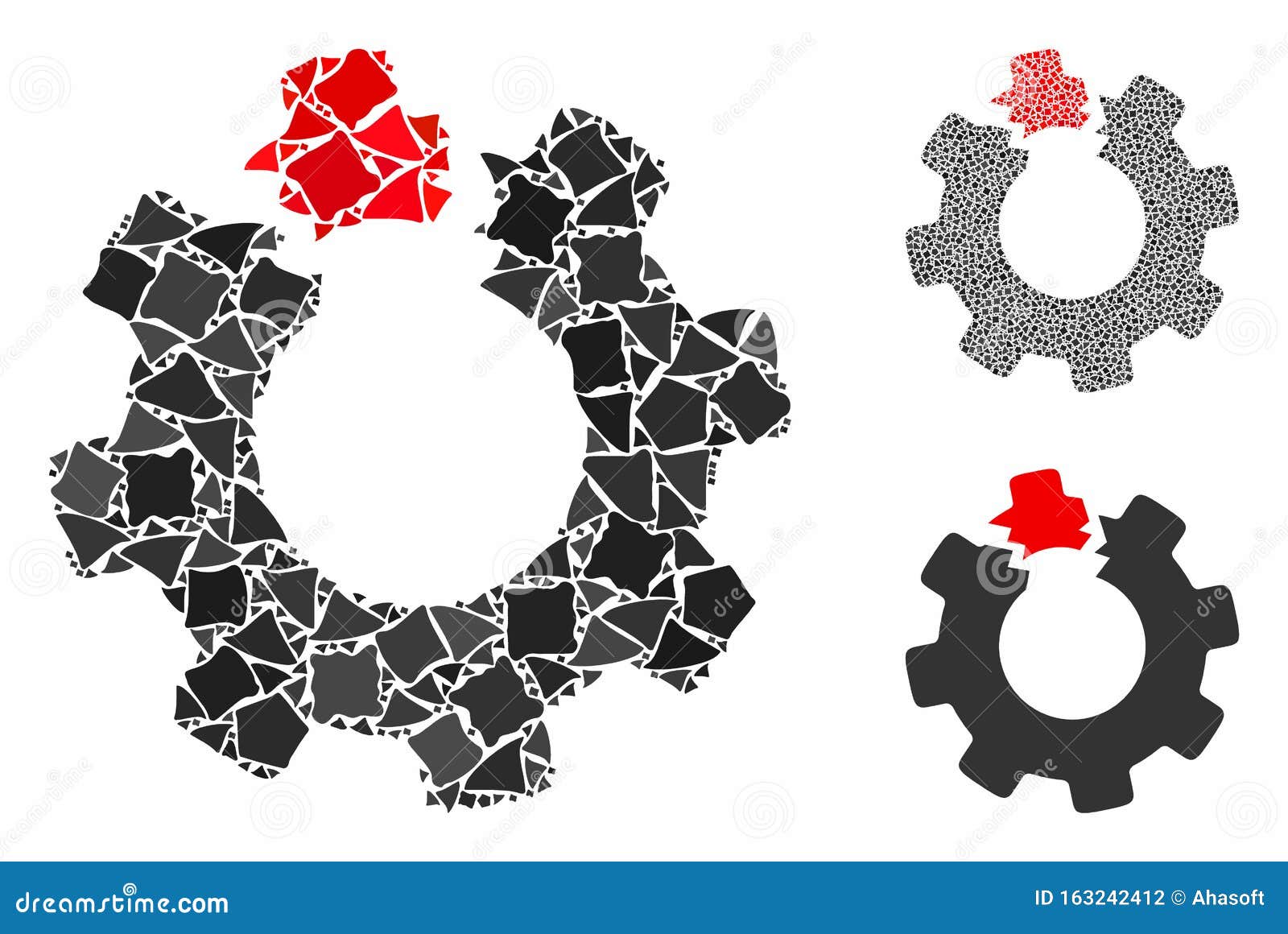 Broken Cog Mosaic Icon of Inequal Items Stock Illustration ...